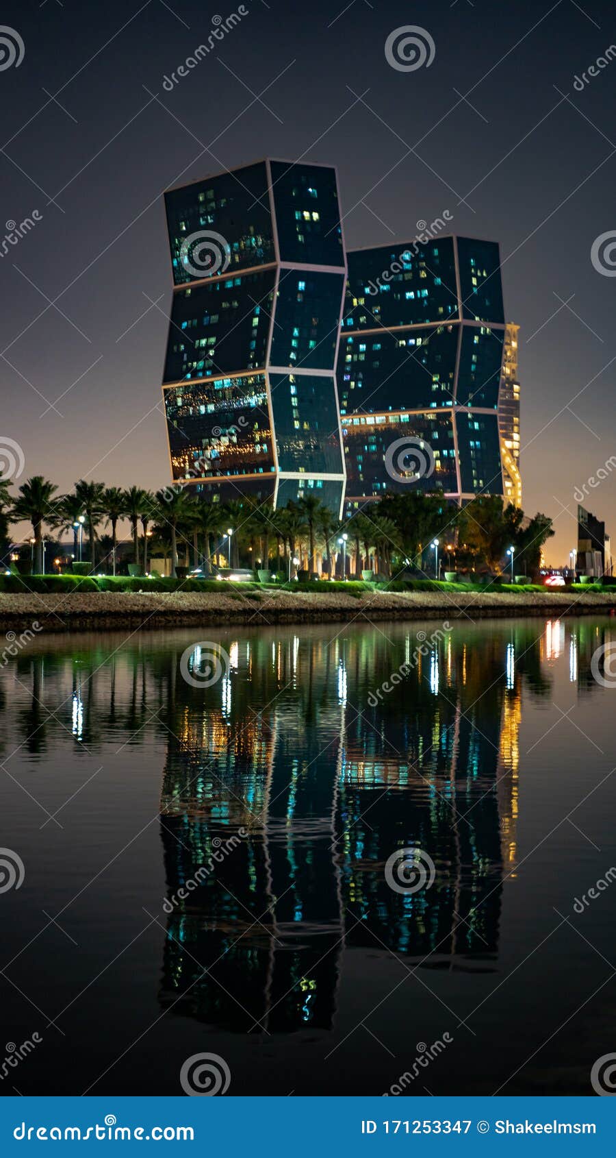 Lusail,Qatar- 01 January 2019 : Beautiful Lusail Tower during the Night ...