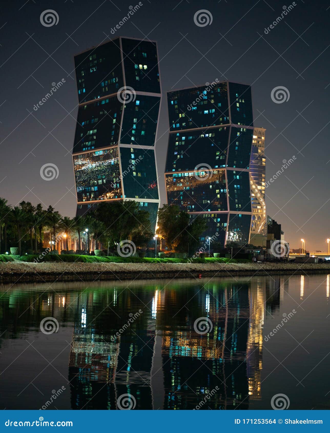 Lusail,Qatar- 01 January 2019 : Beautiful Lusail Tower during the Night ...