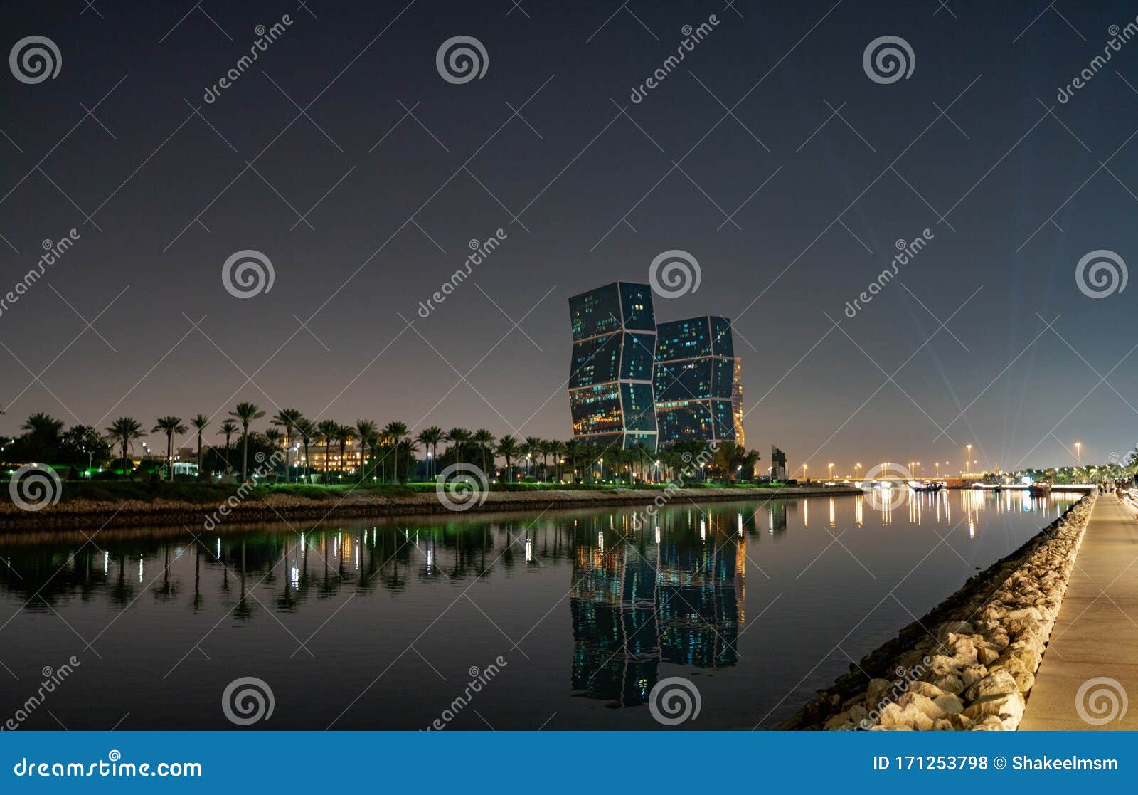 Lusail,Qatar- 01 January 2019 : Beautiful Lusail Tower during the Night ...