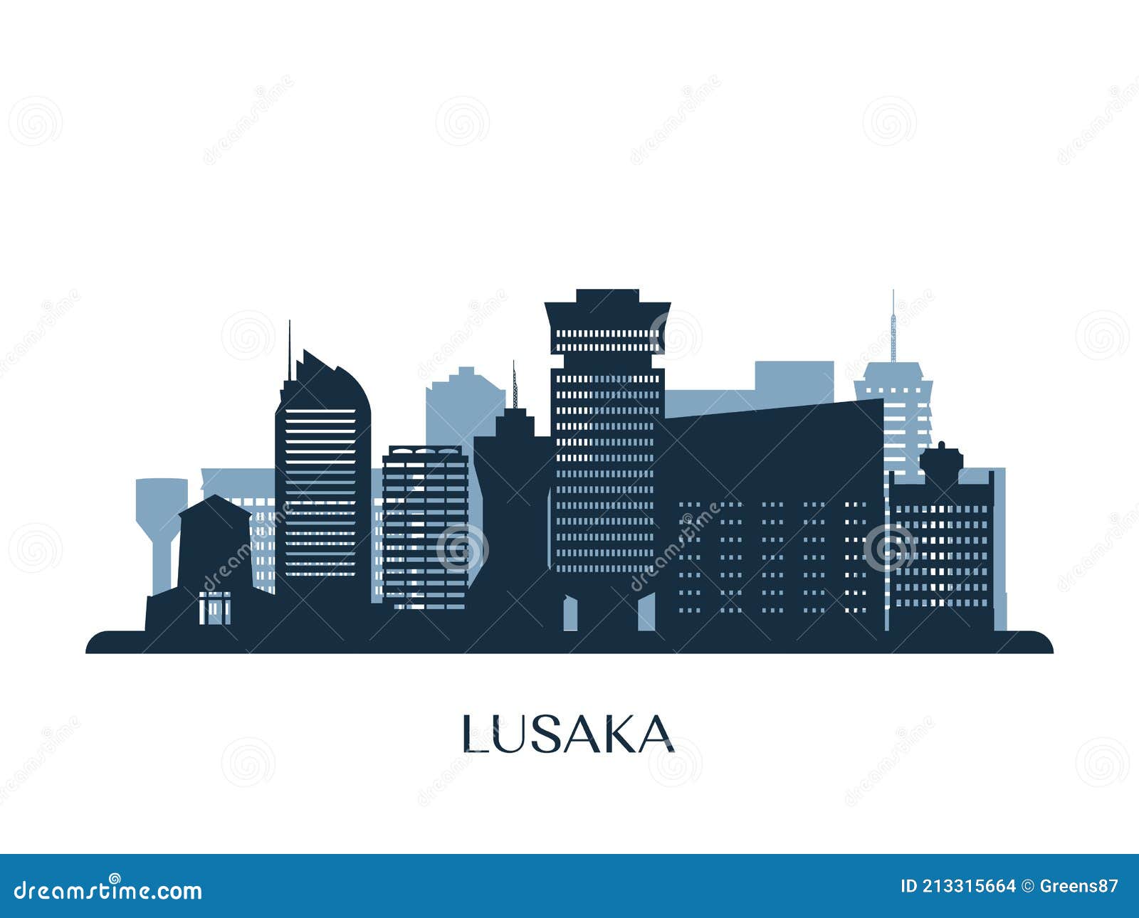 Lusaka Skyline Monochrome Silhouette Stock Vector Illustration Of Destination House 213315664