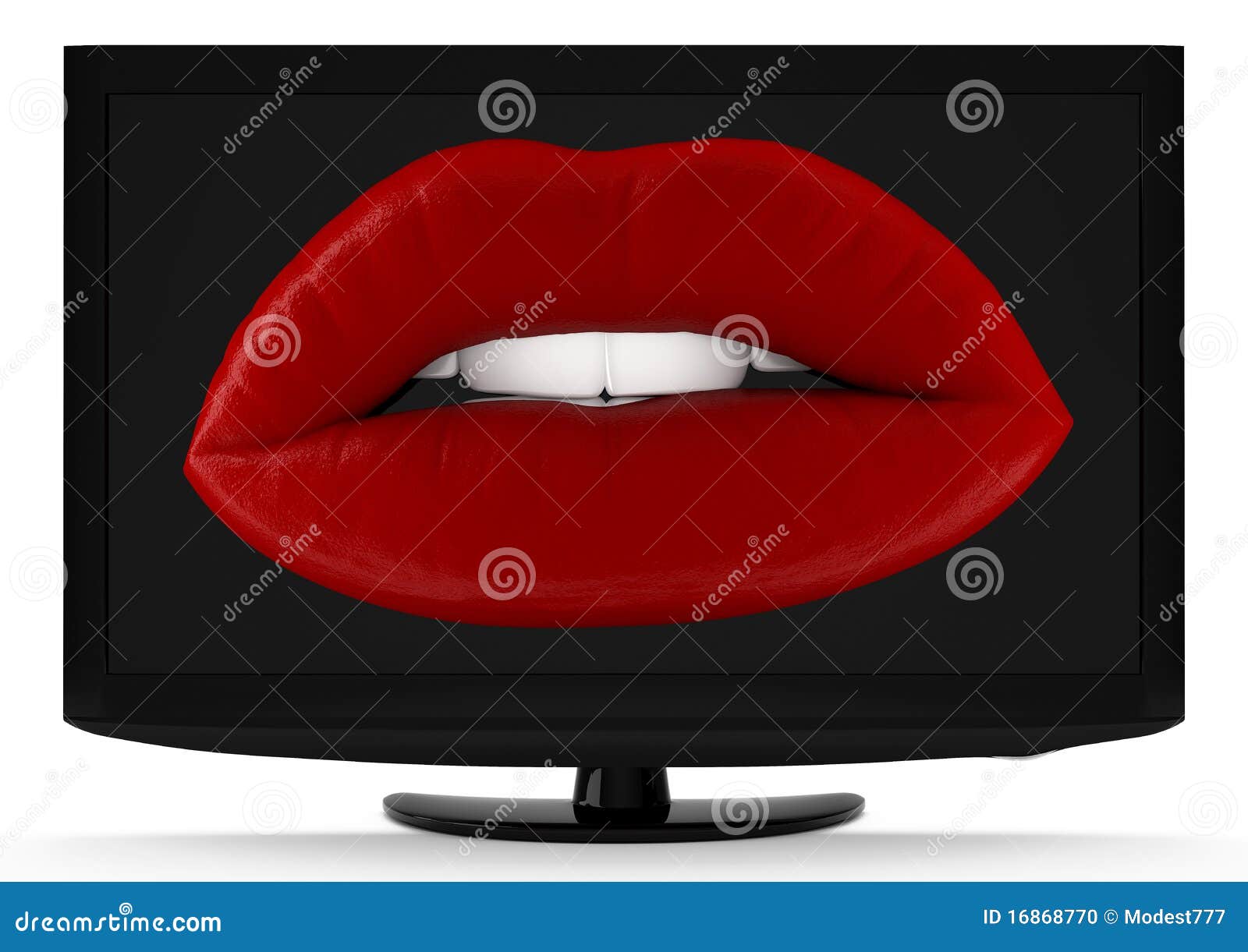 Luscious Lips on the LCD Screen Stock Illustration - Illustration of ...