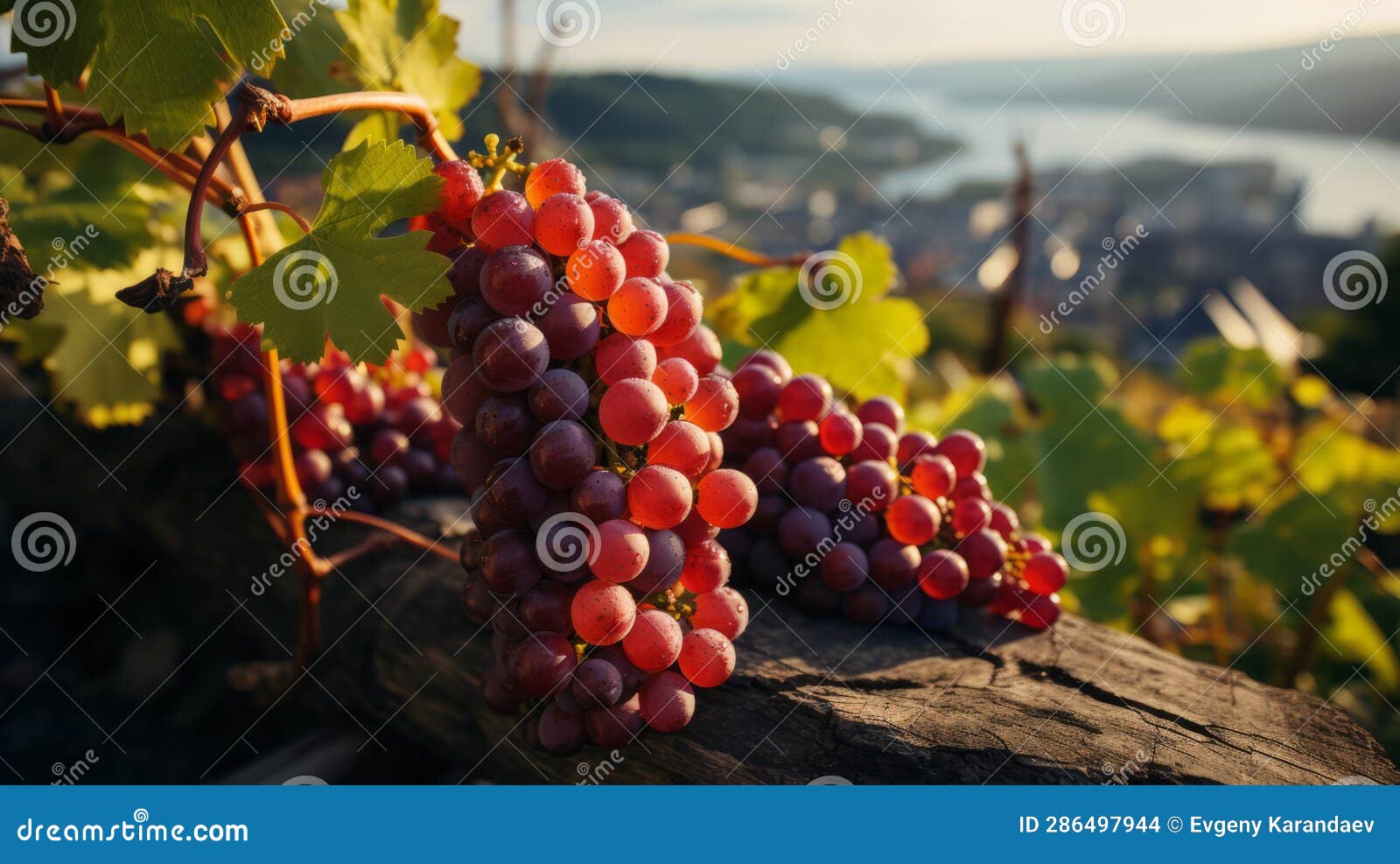 Luscious Red Grape in Vineyard Stock Illustration - Illustration of ...