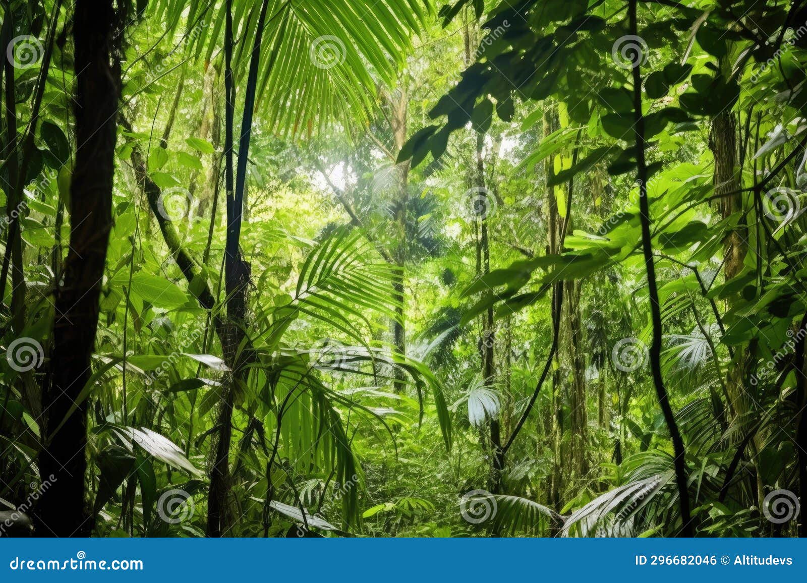 Lush Foliage Canopy in Dense Tropical Forest Stock Photo - Image of ...