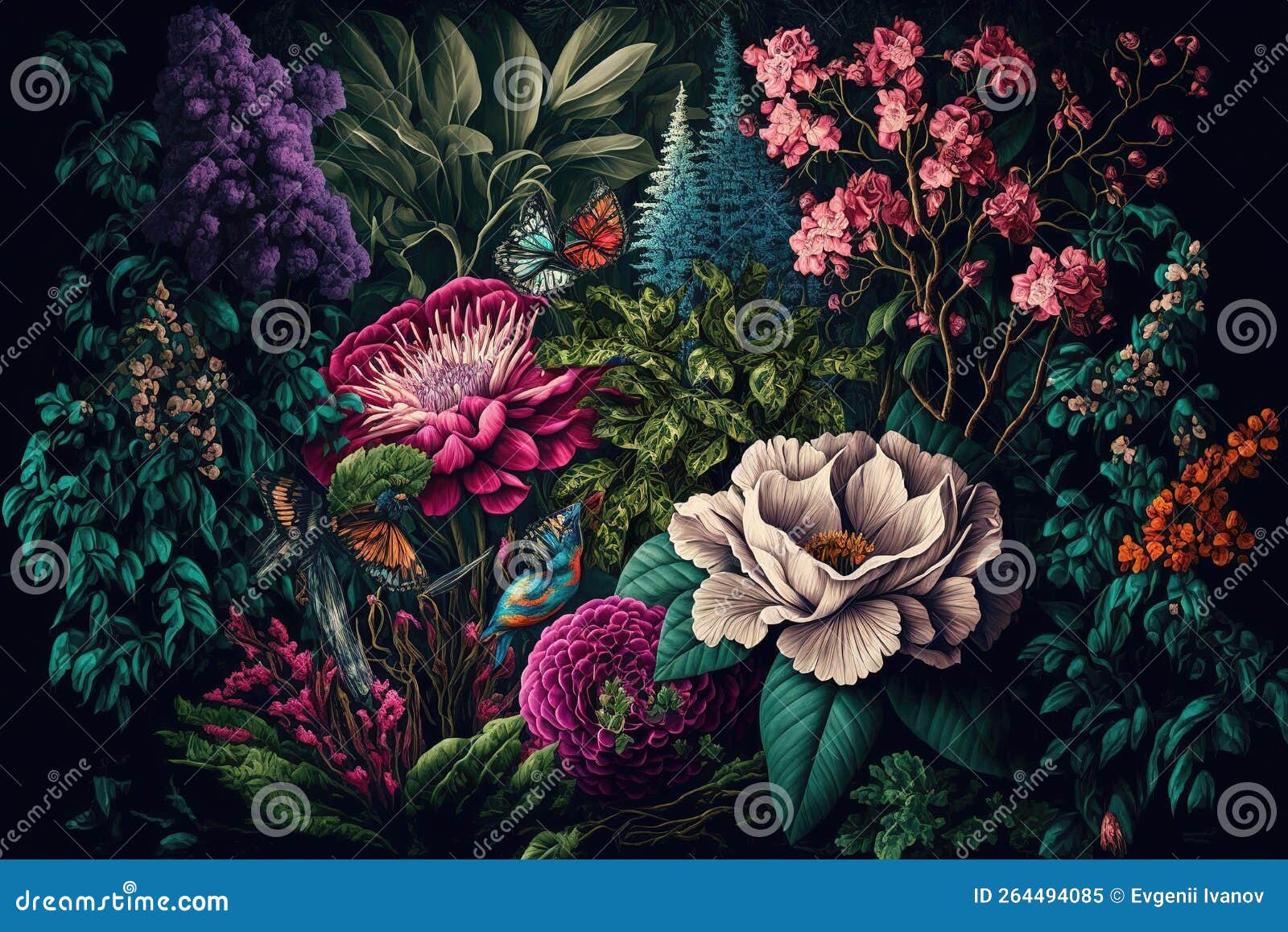 Lush Forest, Beautiful Flowers, Maximalism. Big Bright Flowers and ...