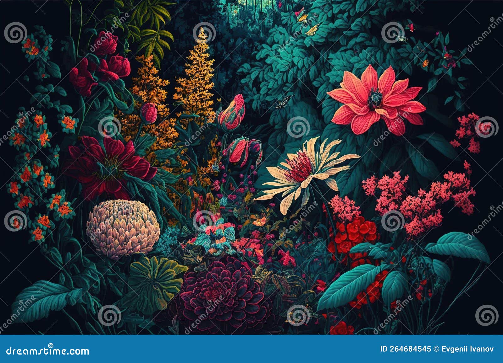 Lush Forest, Beautiful Flowers, Maximalism. Big Bright Flowers and ...