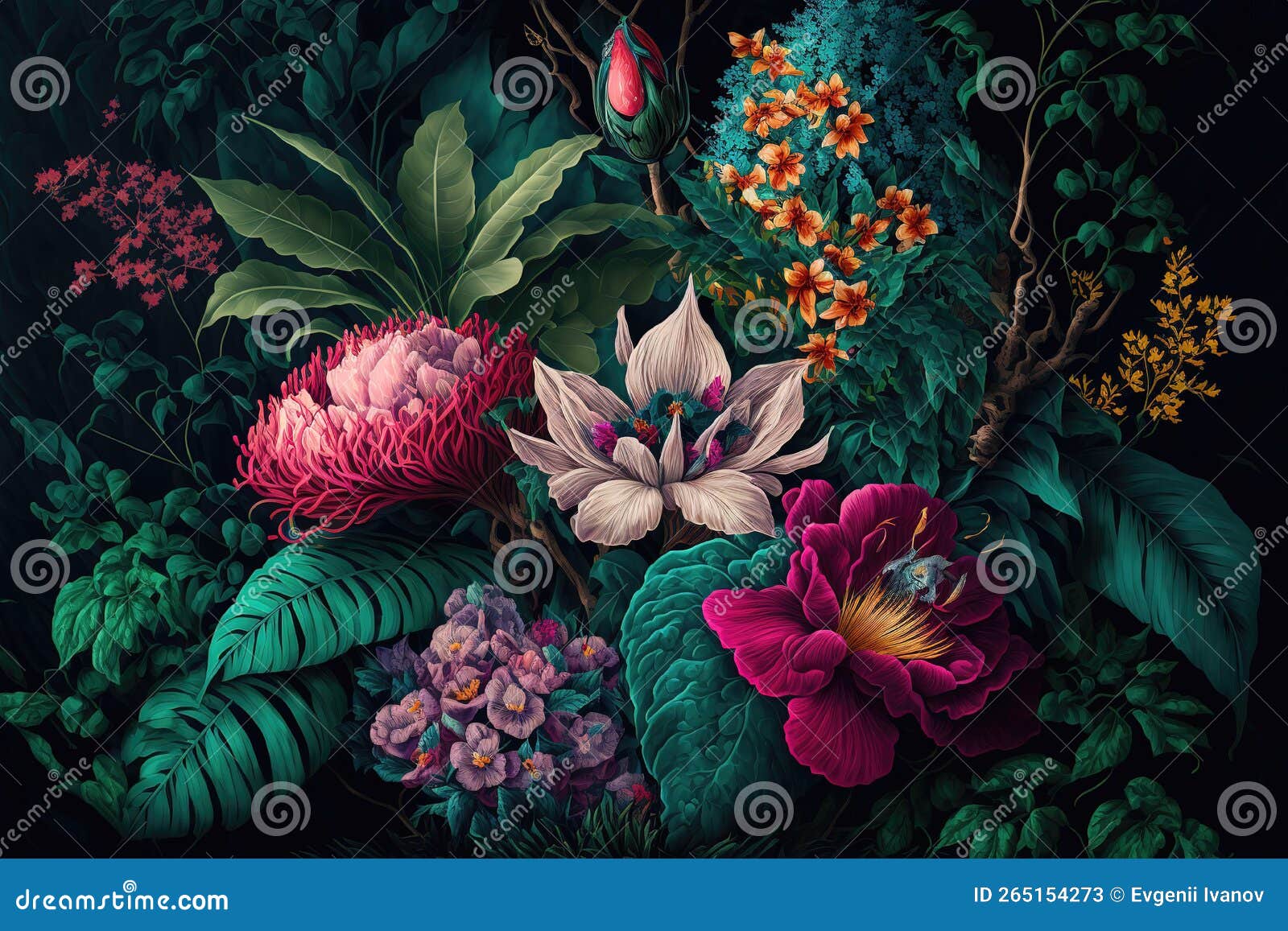 Lush Forest, Beautiful Flowers, Maximalism. Big Bright Flowers and ...