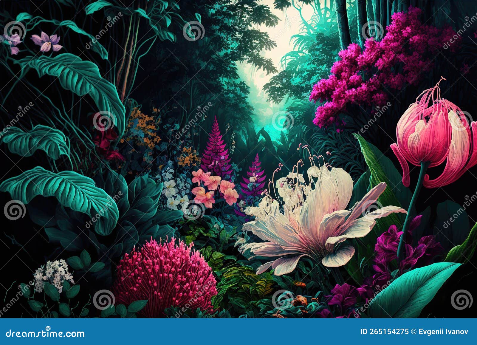 Lush Forest, Beautiful Flowers, Maximalism. Big Bright Flowers and ...