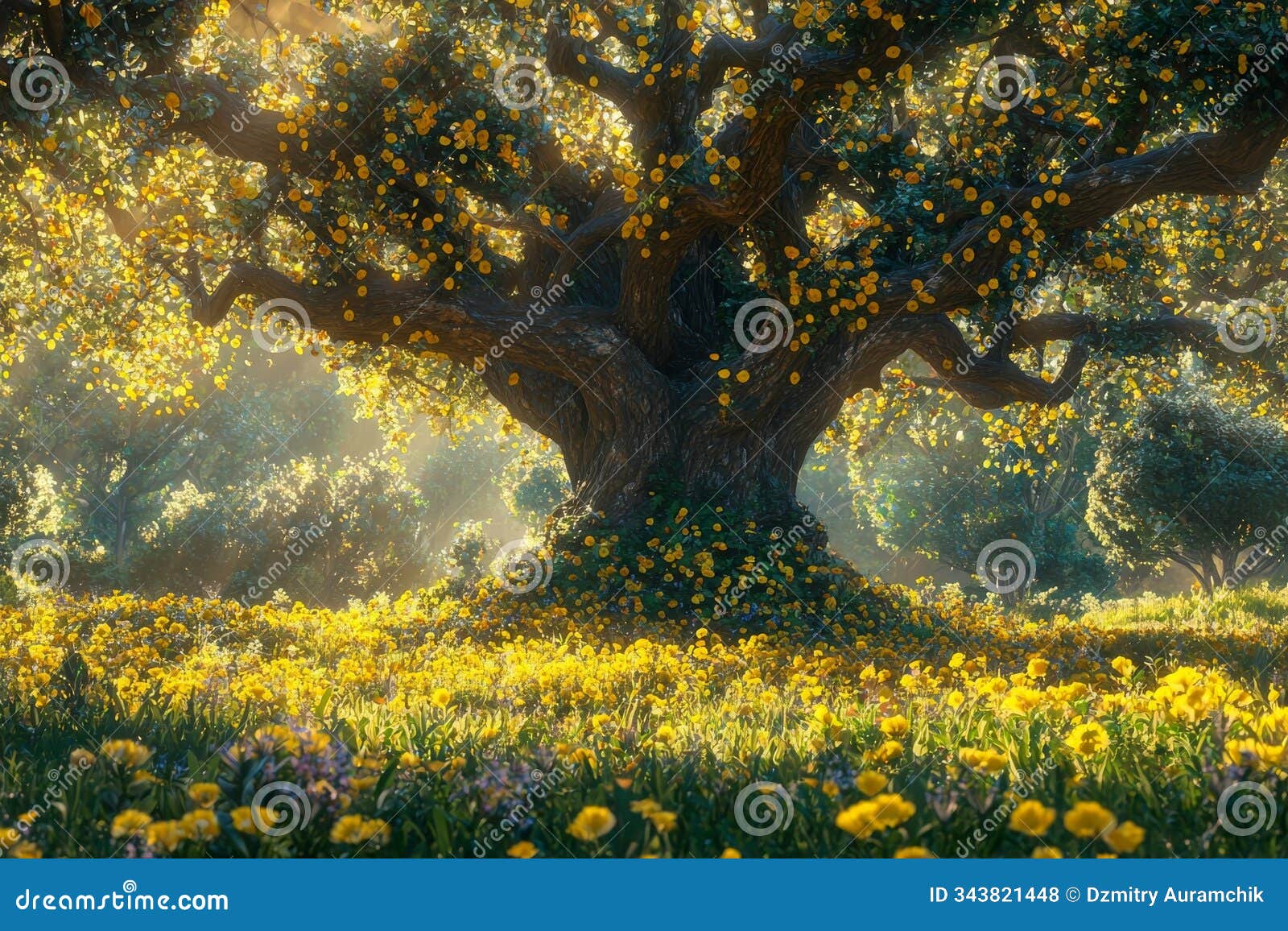 Among the Lush Forest, Lies an Ancient, Giant Tree with Sprawling Roots ...