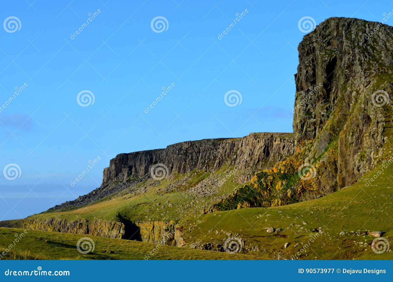Lush Green Cliffs and Rolling Fields on Skye Scotland Stock Image ...
