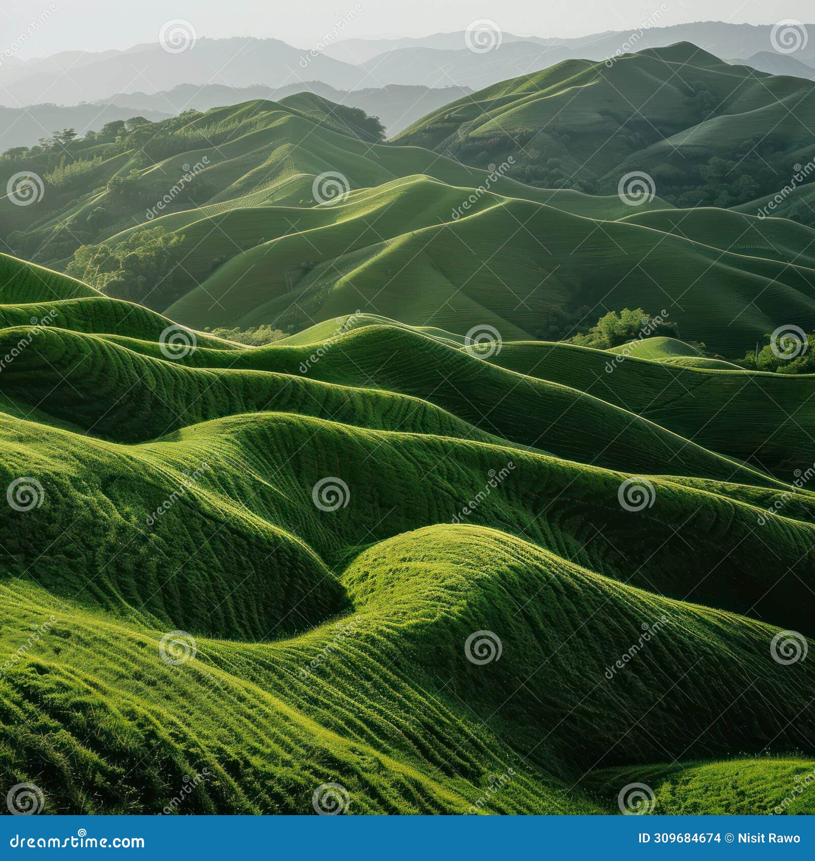 Lush Green Fields Rolling Hills Covered in Grass Stock Photo - Image of ...