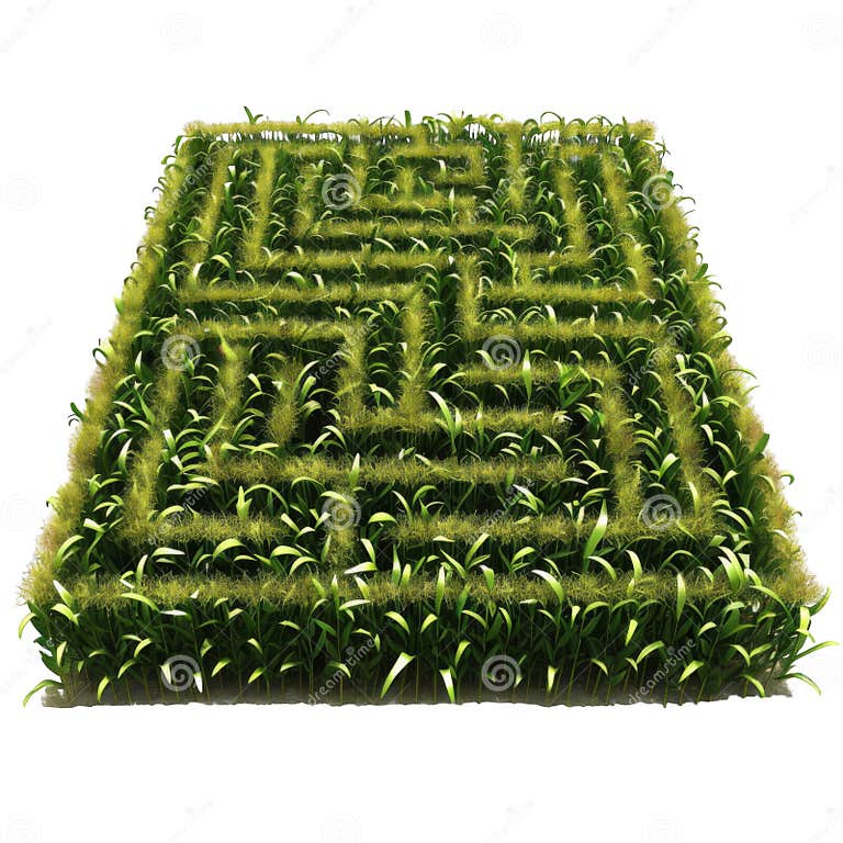 A Lush Green Grass Maze with Intertwining Pathways Stock Illustration ...