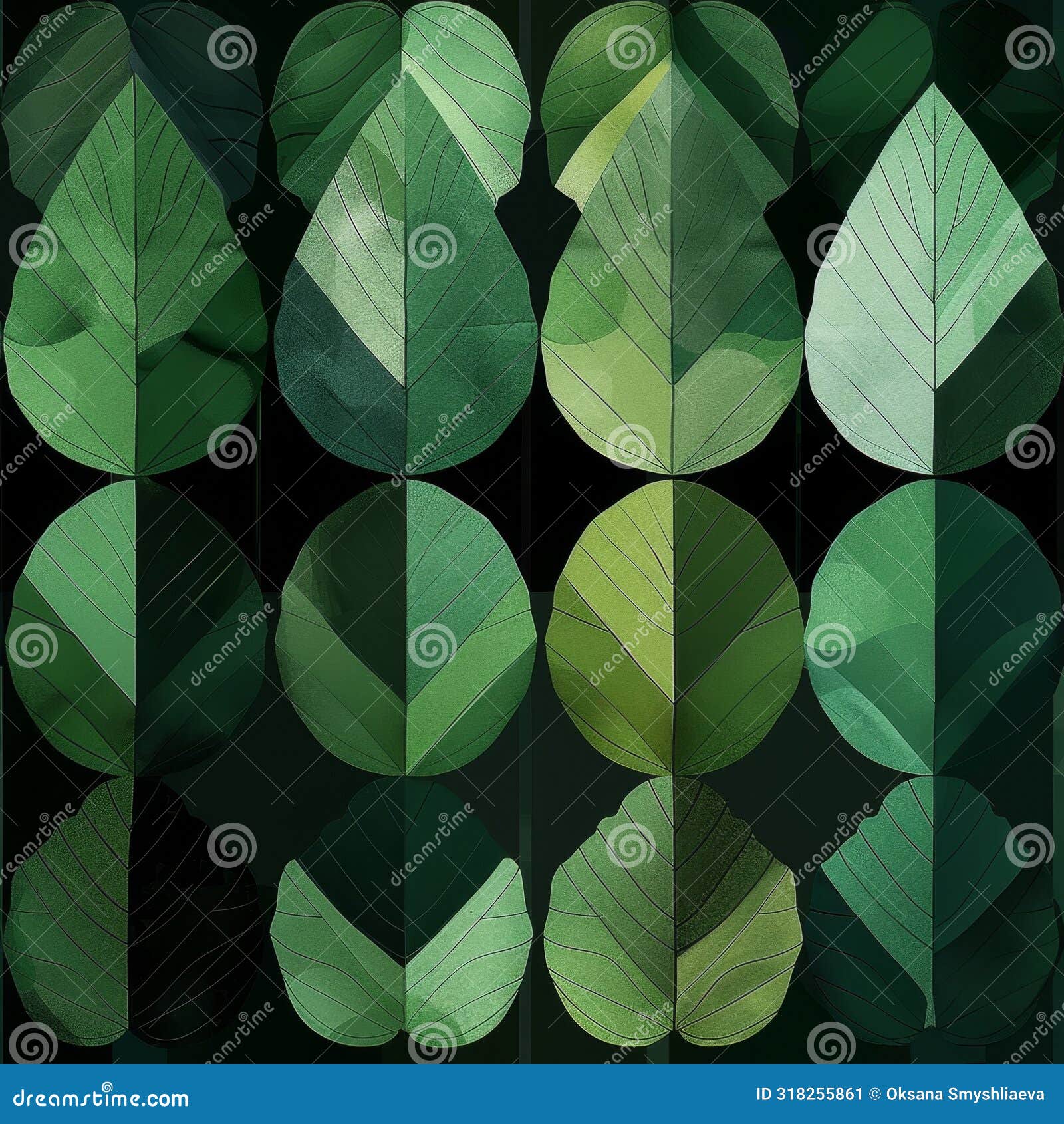 Lush Green Leaves Collage on Dark Background Stock Image - Image of ...