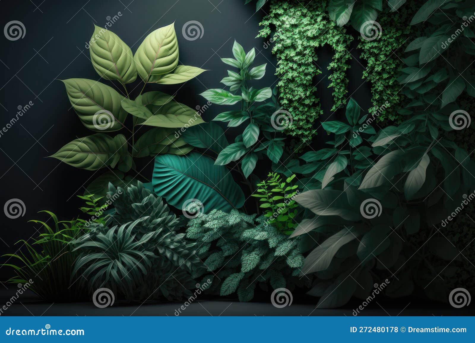 Lush Greenery on Matching Backdrop. AI Generated Stock Illustration ...