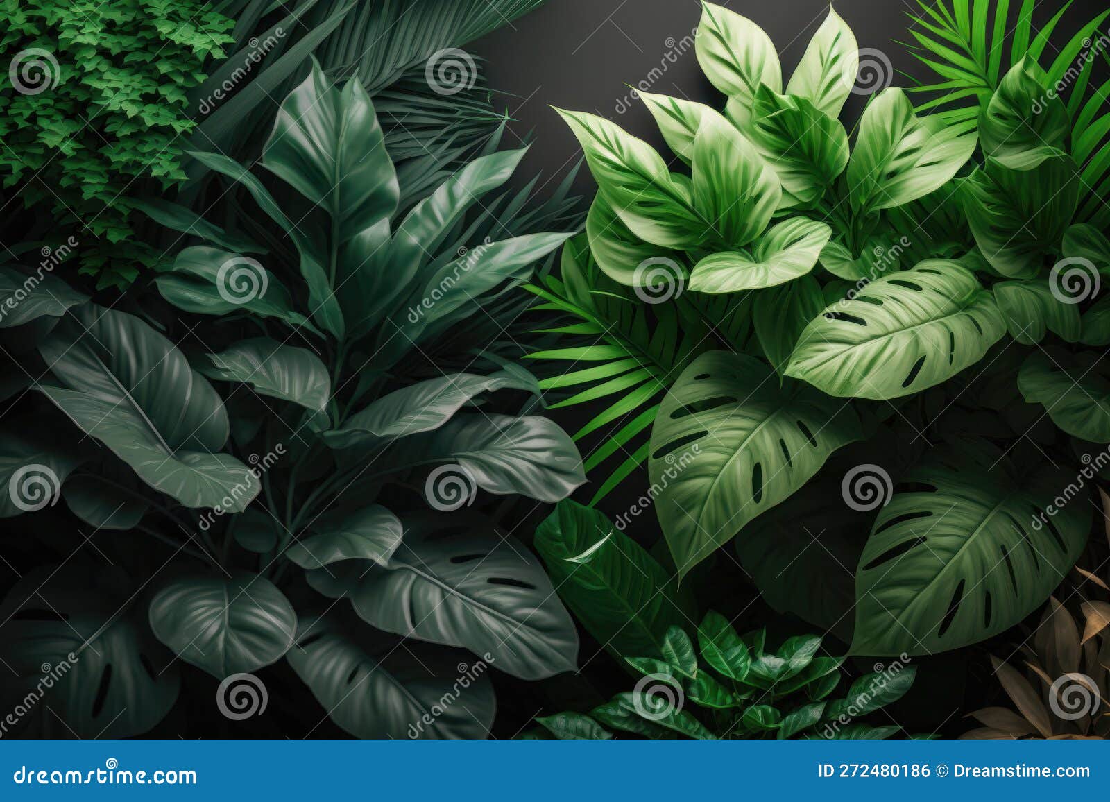Lush Greenery on Matching Backdrop. AI Generated Stock Illustration ...