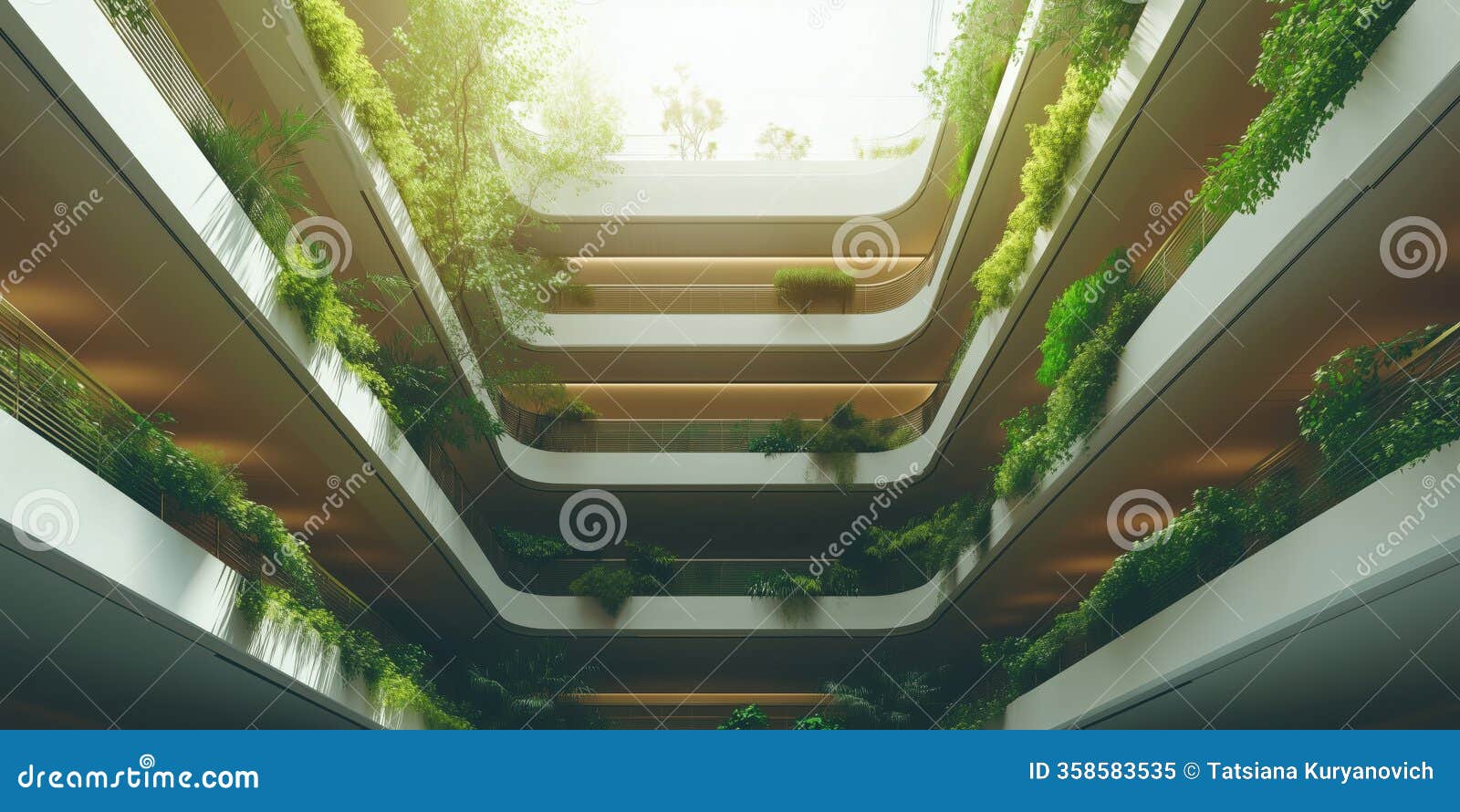 Lush Greenery in Modern Architectural Atrium with Natural Light Stock ...