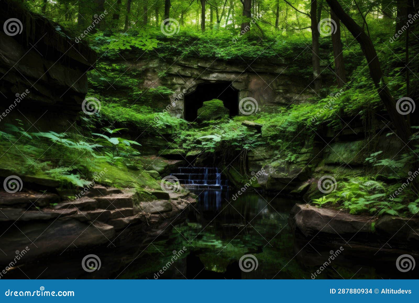 Lush Greenery Surrounding a Hidden Natural Pool in the Forest Stock ...