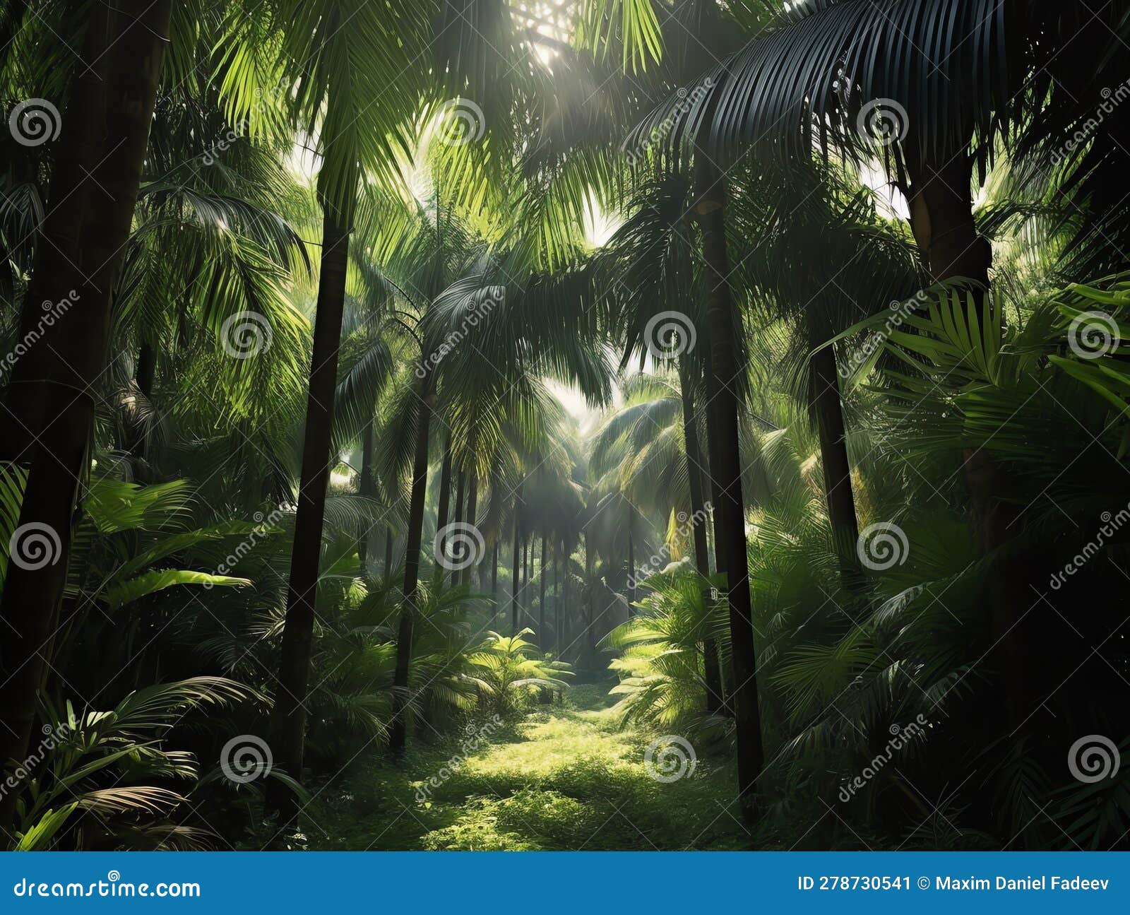 Lush Greenery of Tropical Rainforest Stock Illustration - Illustration ...