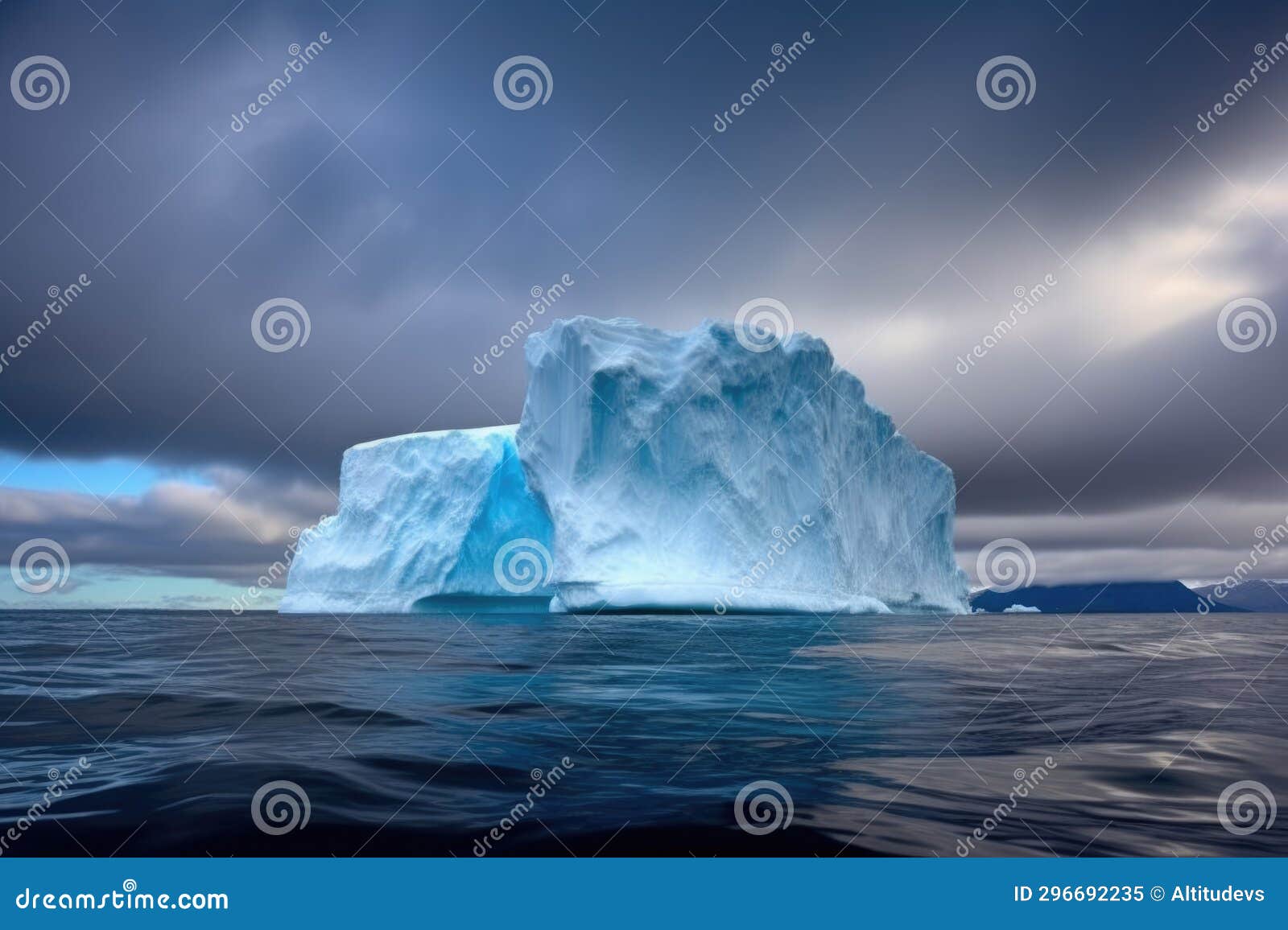 Lush Iceberg with a Backdrop of Low, Cloud-filled Sky Stock ...