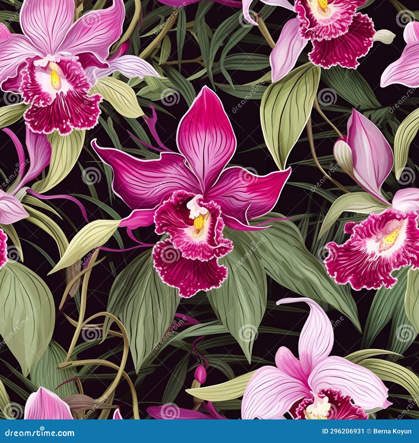 Lush Orchid Pattern for Macro Photography Stock Illustration ...