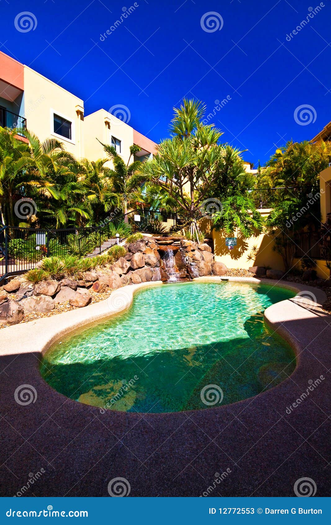 Lush Resort Pool stock image. Image of swim, swimming - 12772553