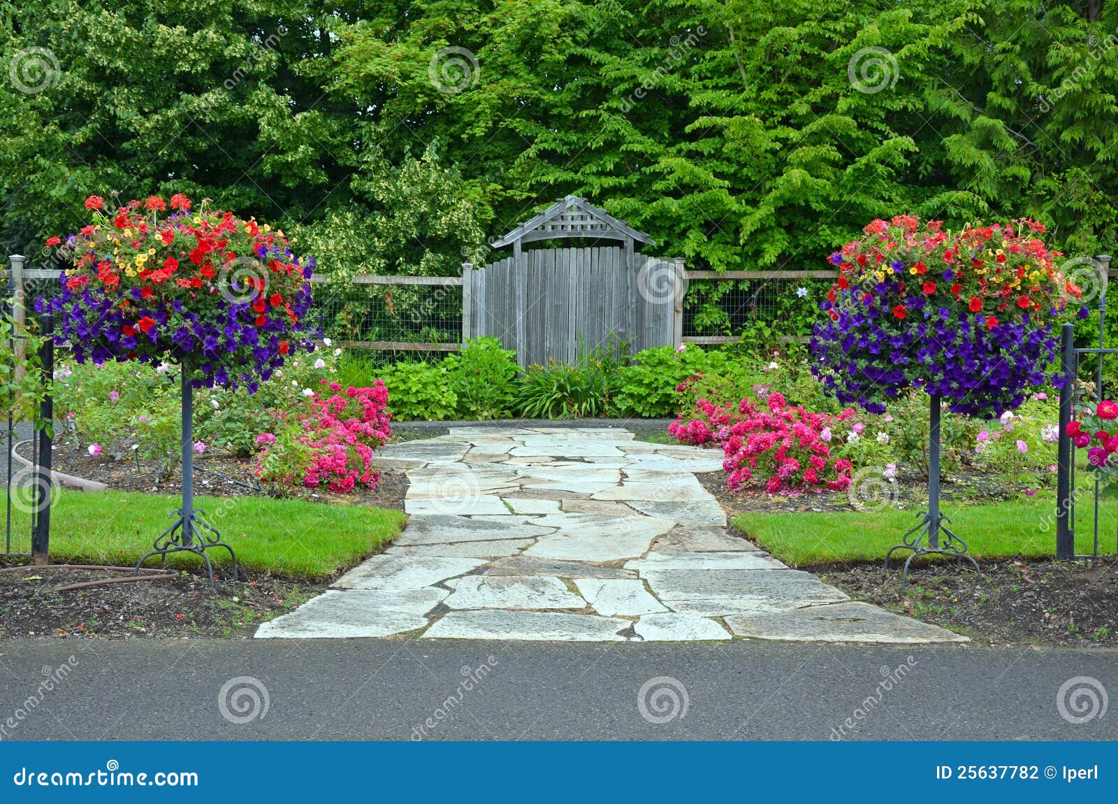 Lush Spring Garden Entrance Stock Photo - Image of path, floral: 25637782