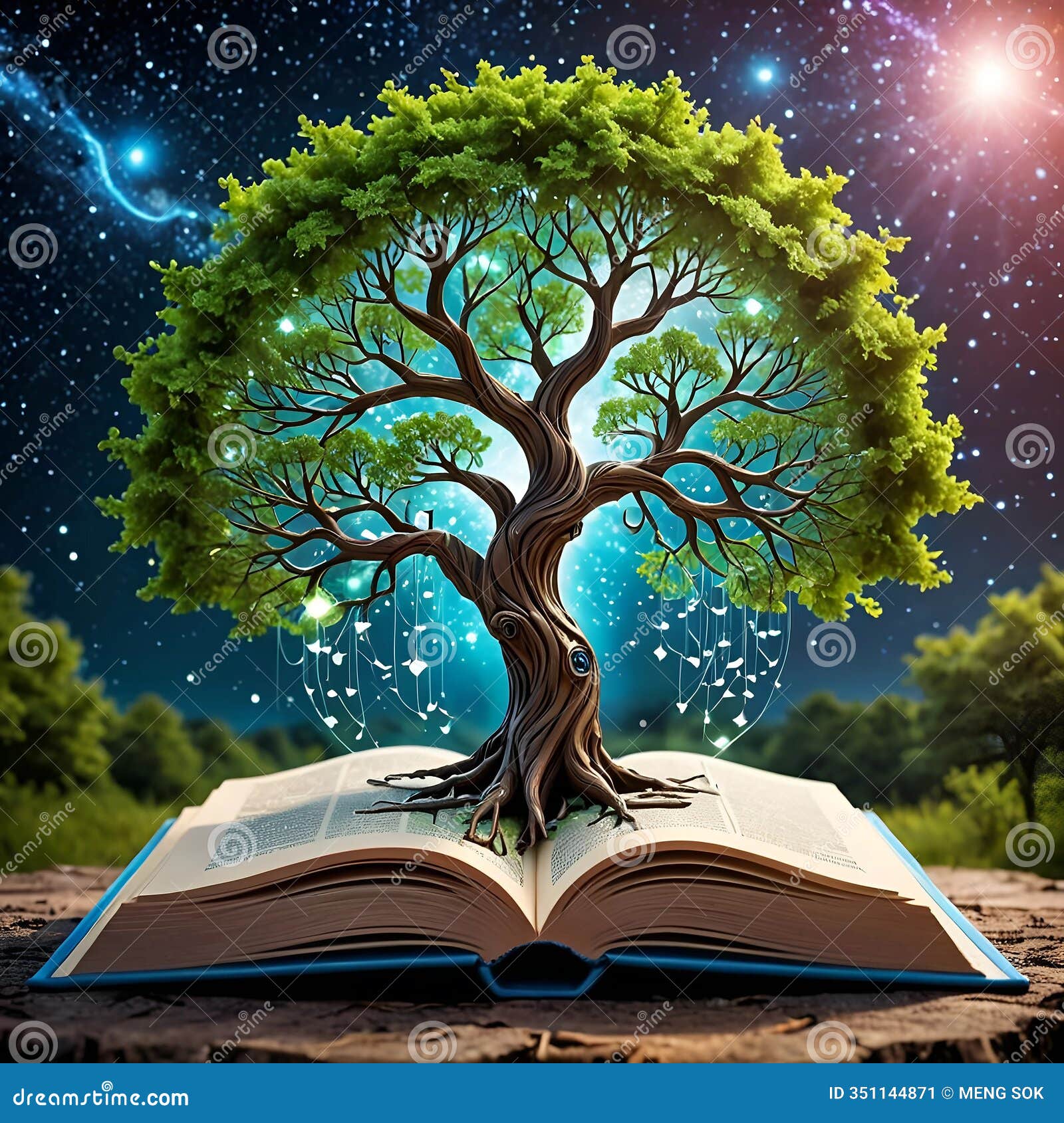 A Lush Tree Emerges from the Pages, Representing the Growth and ...
