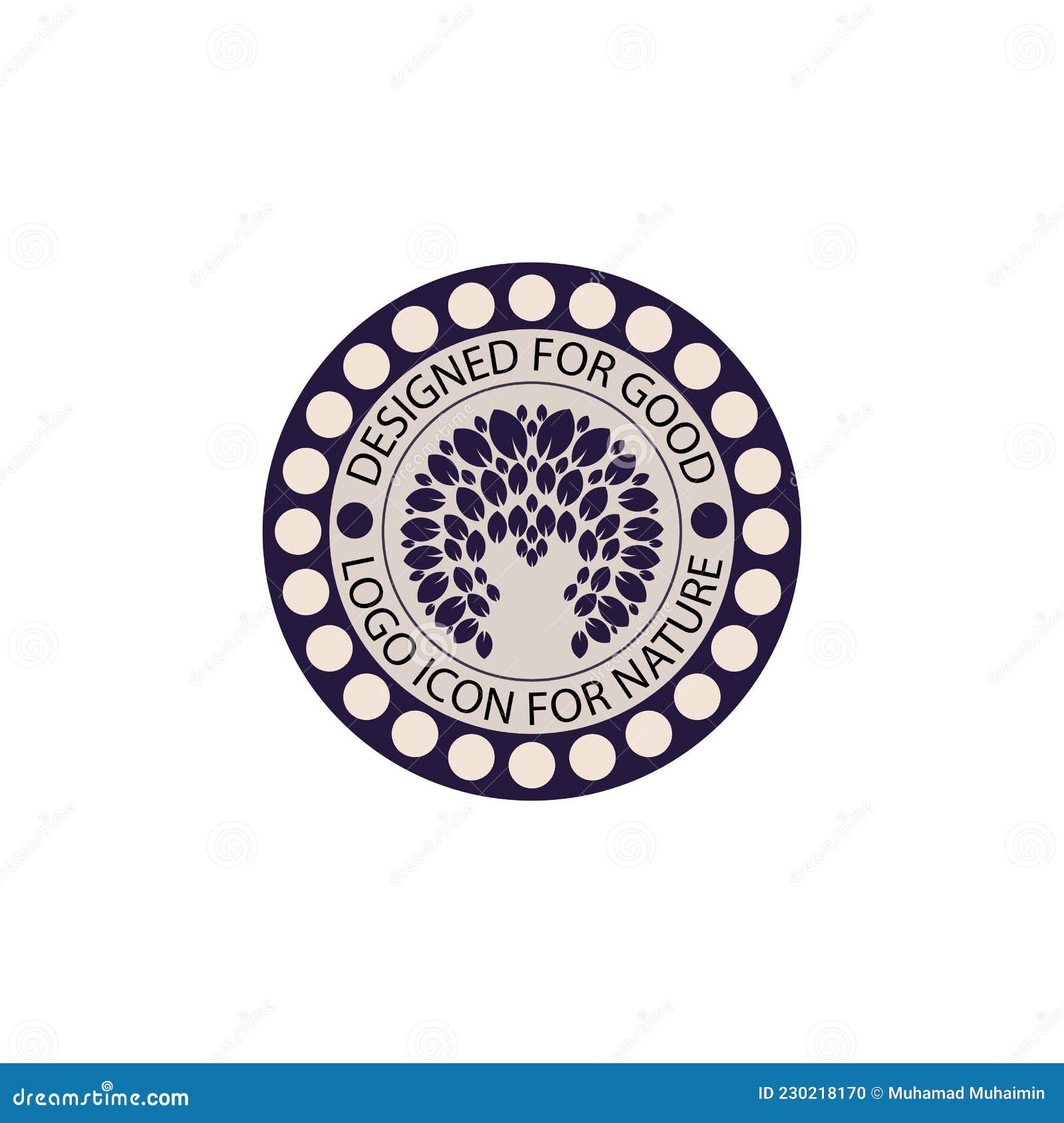 Lush Tree Leaves Circular Classic Concept Logo Icon Stock Vector ...