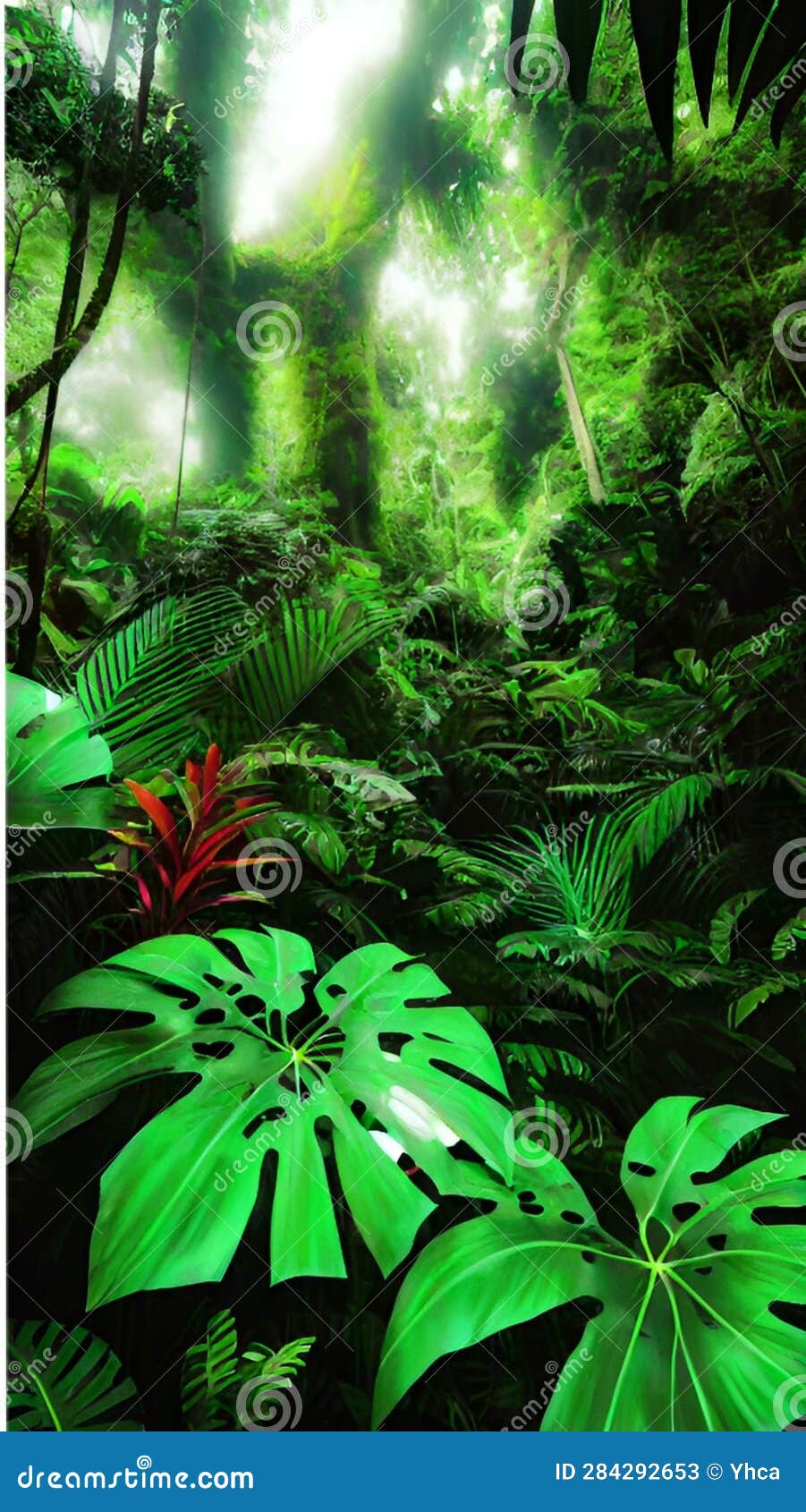 Lush Tropical Rainforest Canopy Illustration Artificial Intelligence ...