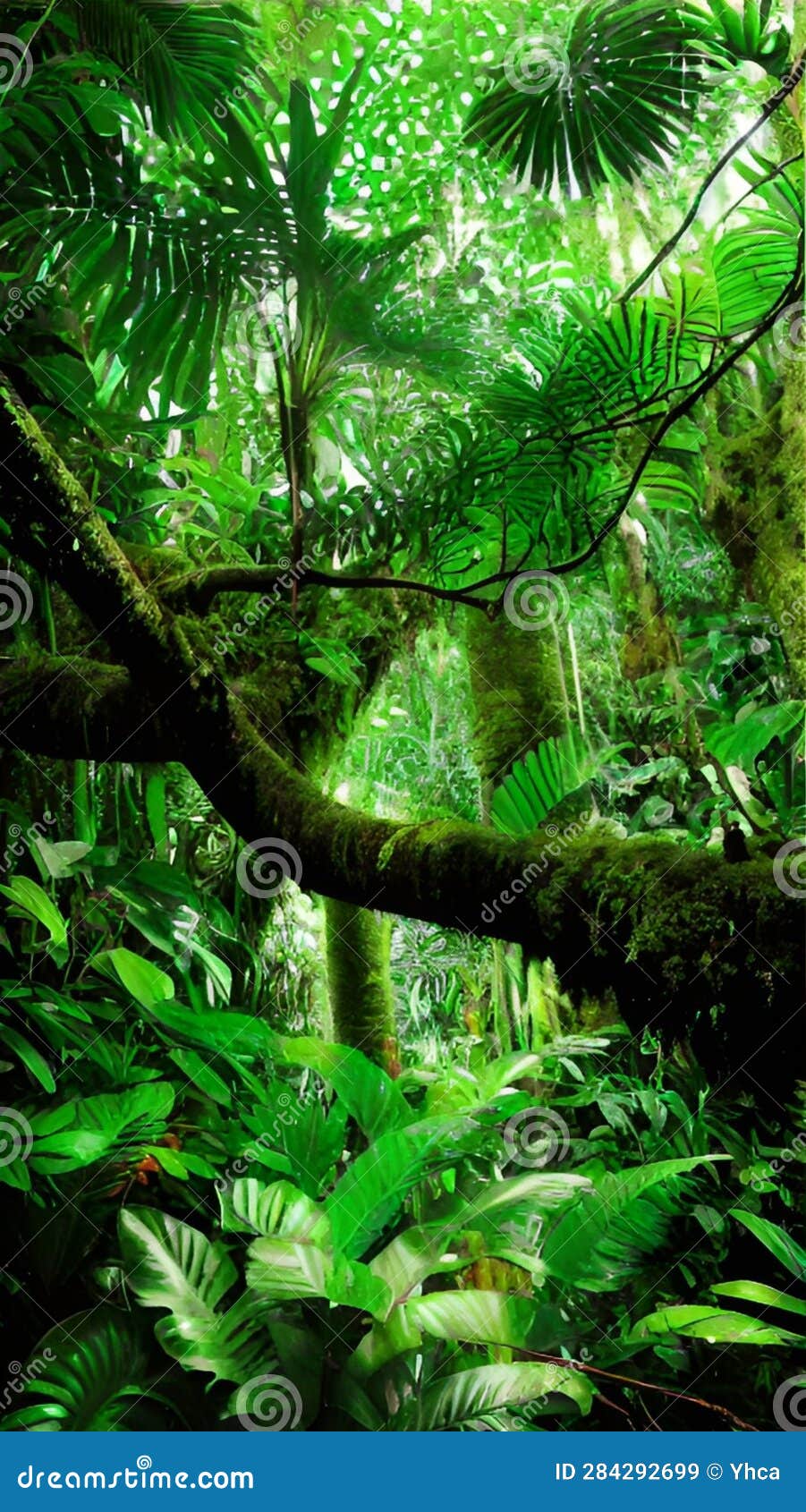 Lush Tropical Rainforest Canopy Seen From Elevated Viewpoint Stock ...