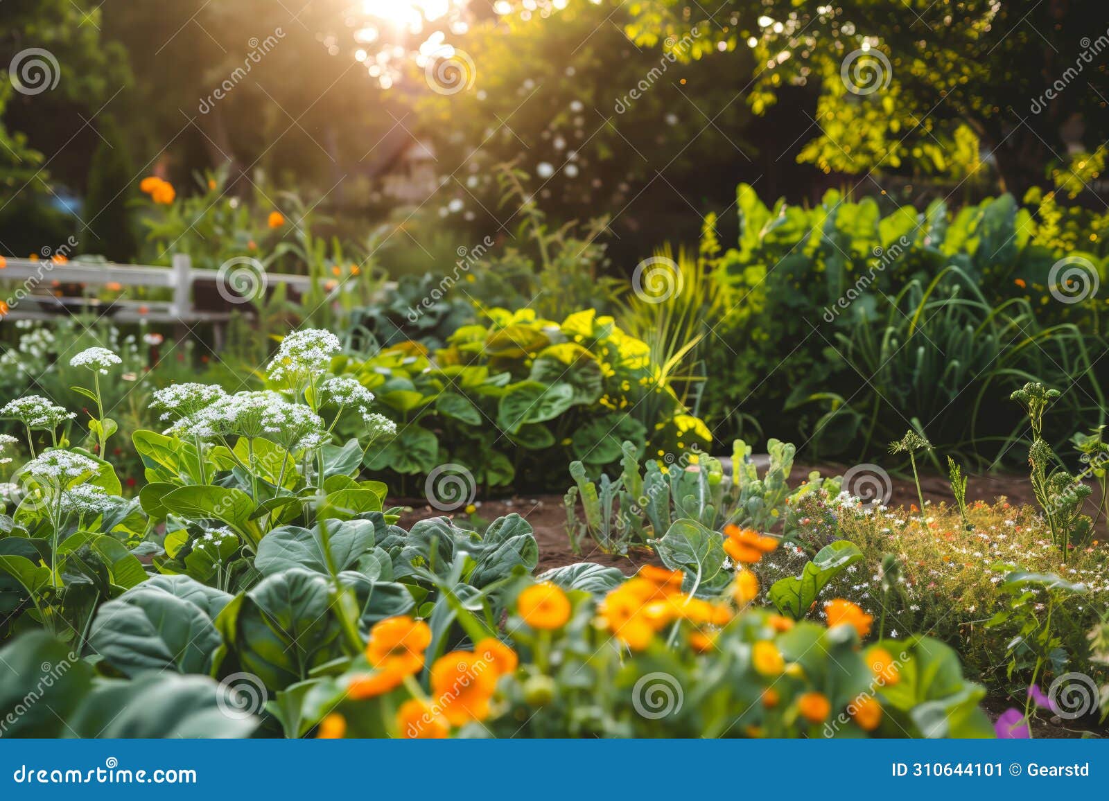 Lush Vegetable Garden in Serene Sunlight Stock Image - Image of ...