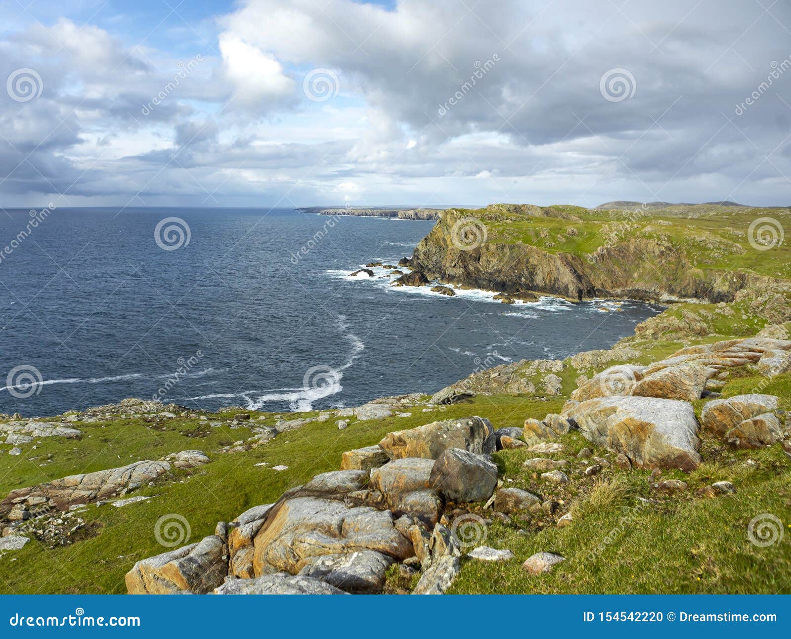 Cliffs in Scotland with Dramatic Cloudy Sky Stock Photo - Image of path ...