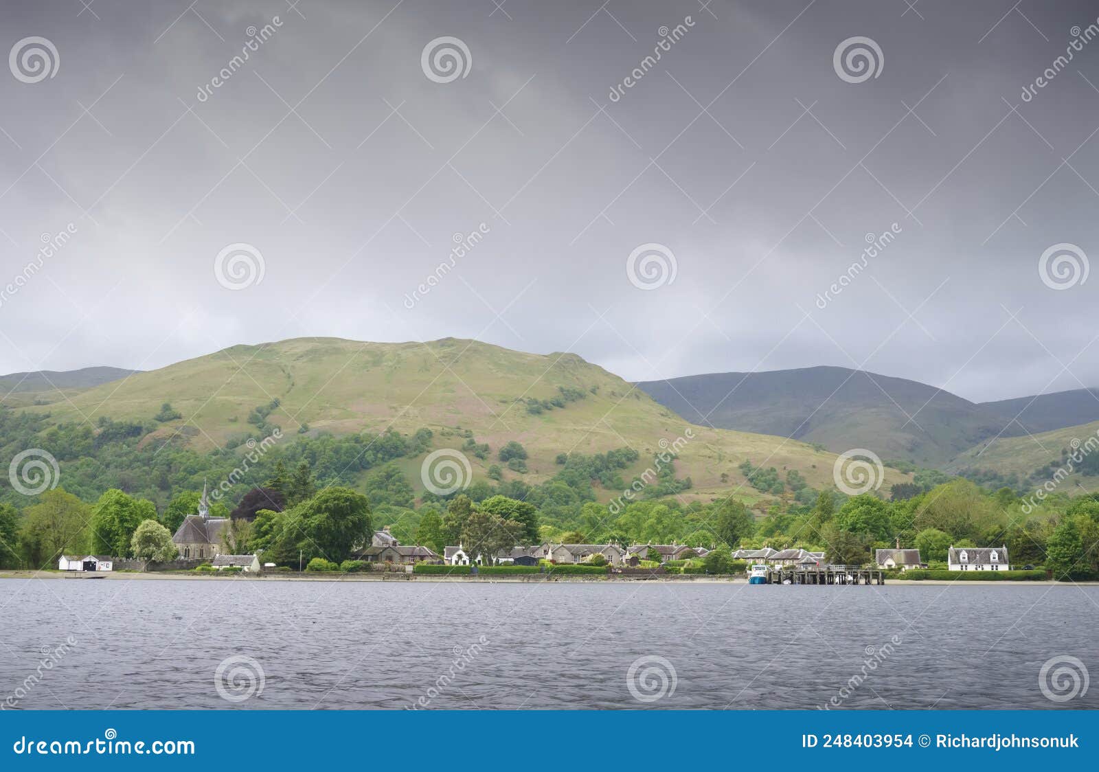 Luss Viewed from the Open Water at Loch Lomond Stock Photo - Image of ...