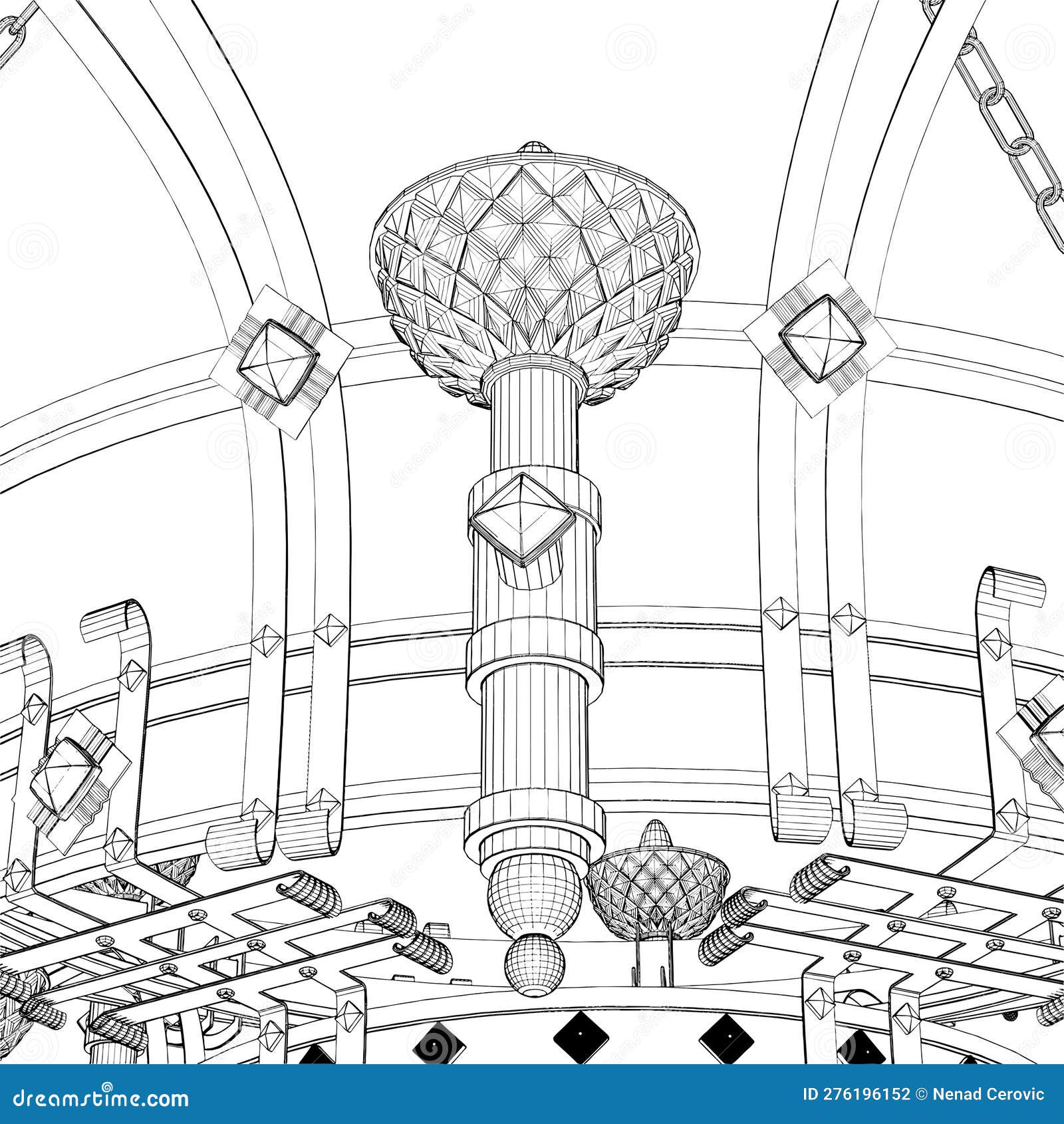 Luster Chandelier Detail Vector. Illustration Isolated on White ...