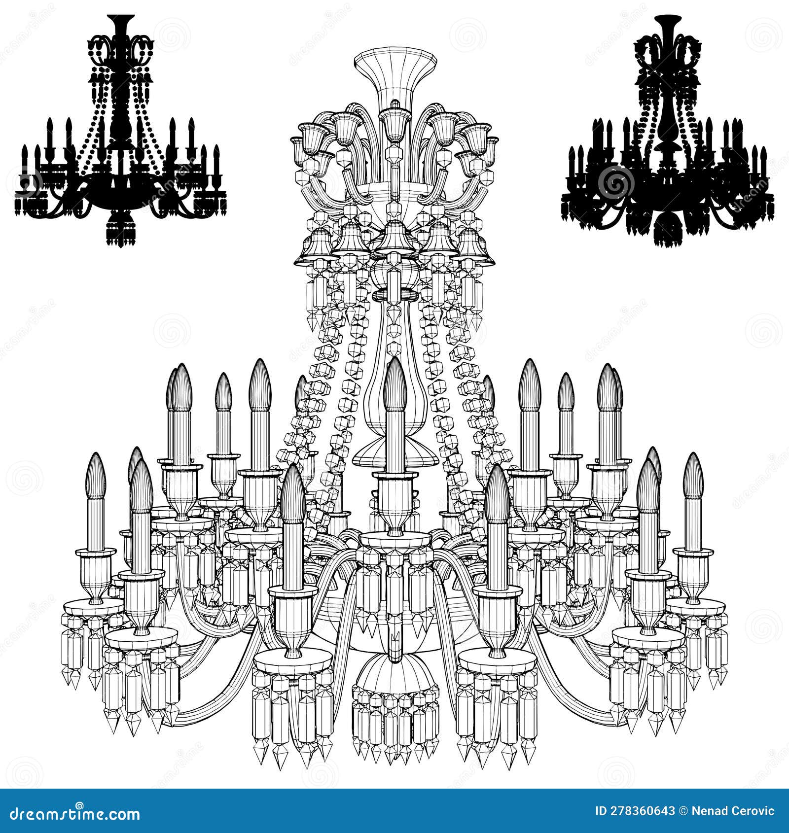 Luster Chandelier Detail Vector. Illustration Isolated on White ...
