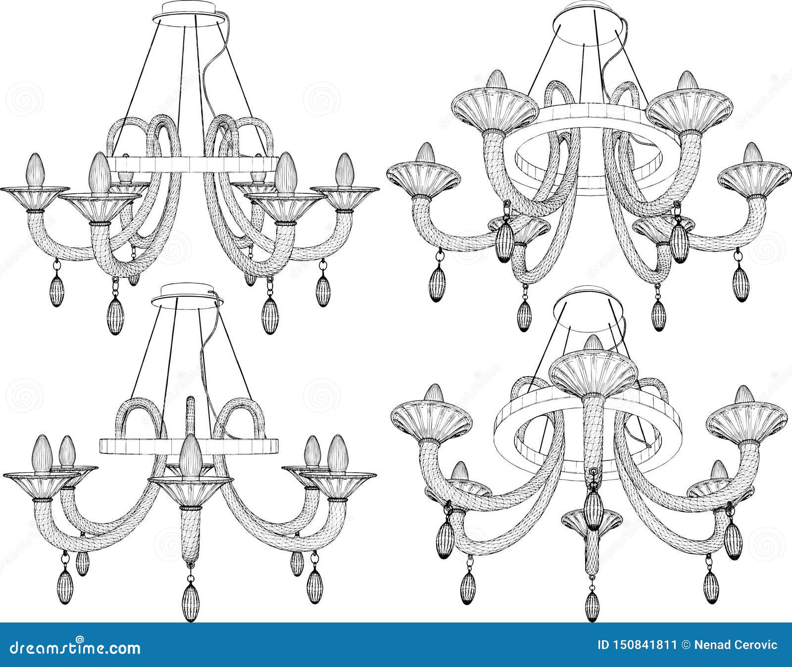 Luster Chandelier Vector. Illustration Isolated on White Background ...