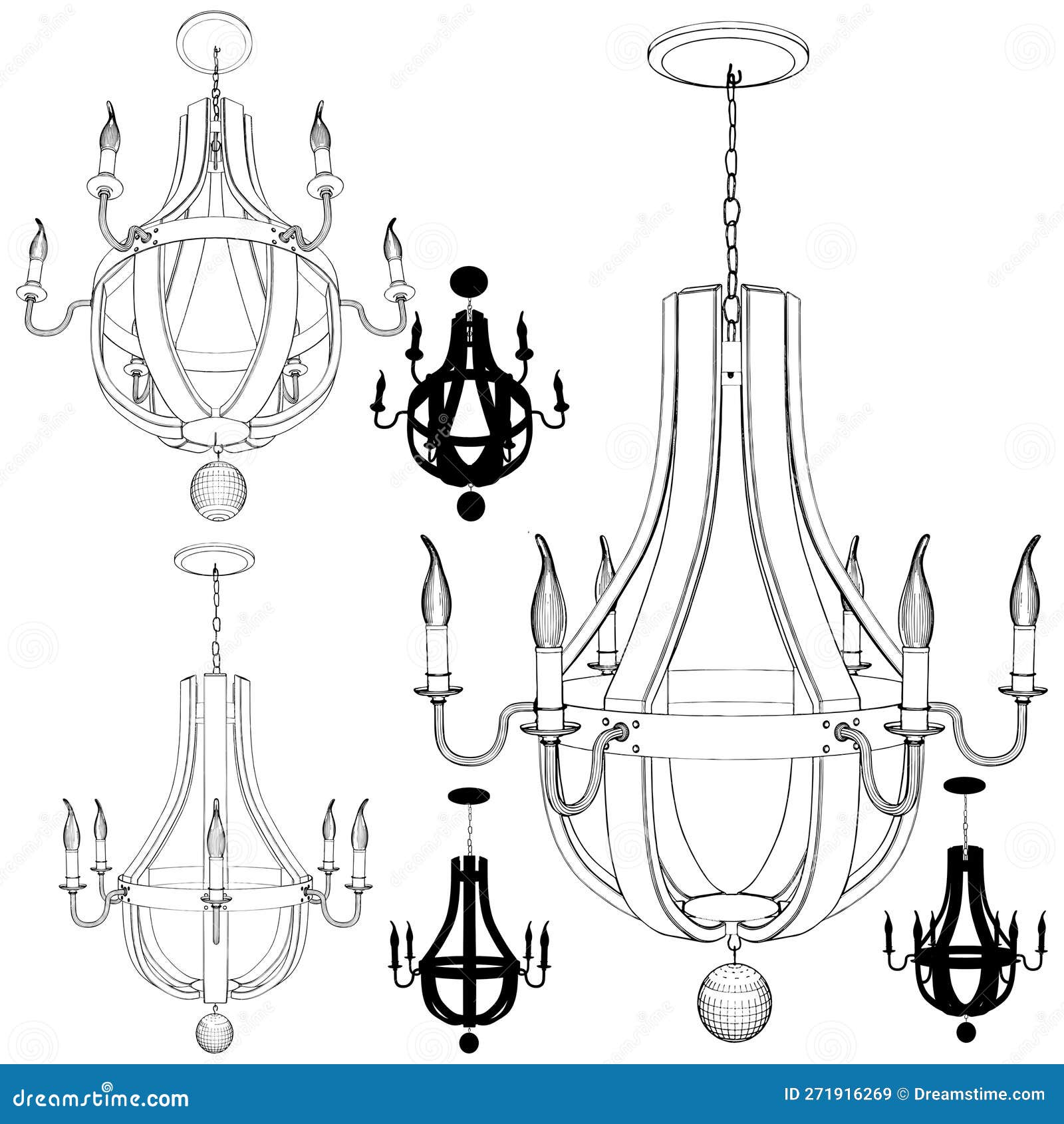 Luster Chandelier Vector. Illustration Isolated on White Background ...