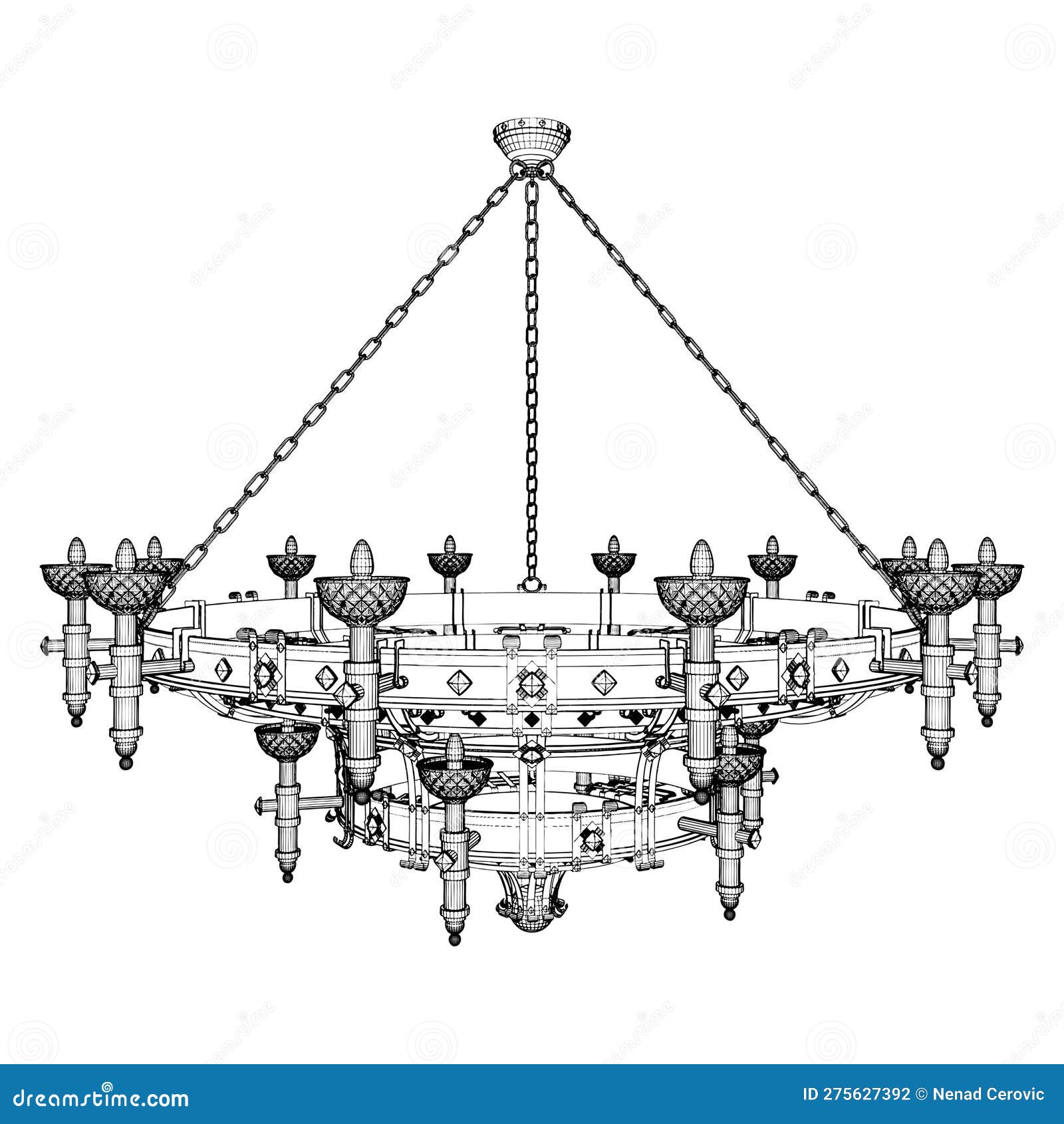 Luster Chandelier Vector. Illustration Isolated on White Background ...