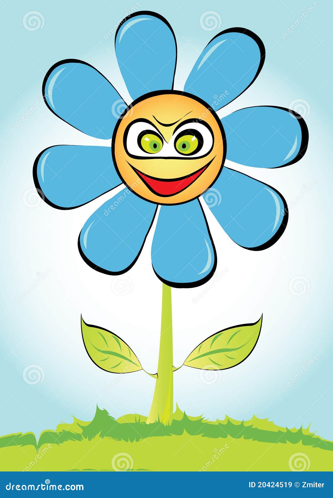 Lustige Blume vektor abbildung. Illustration von grün - 20424519