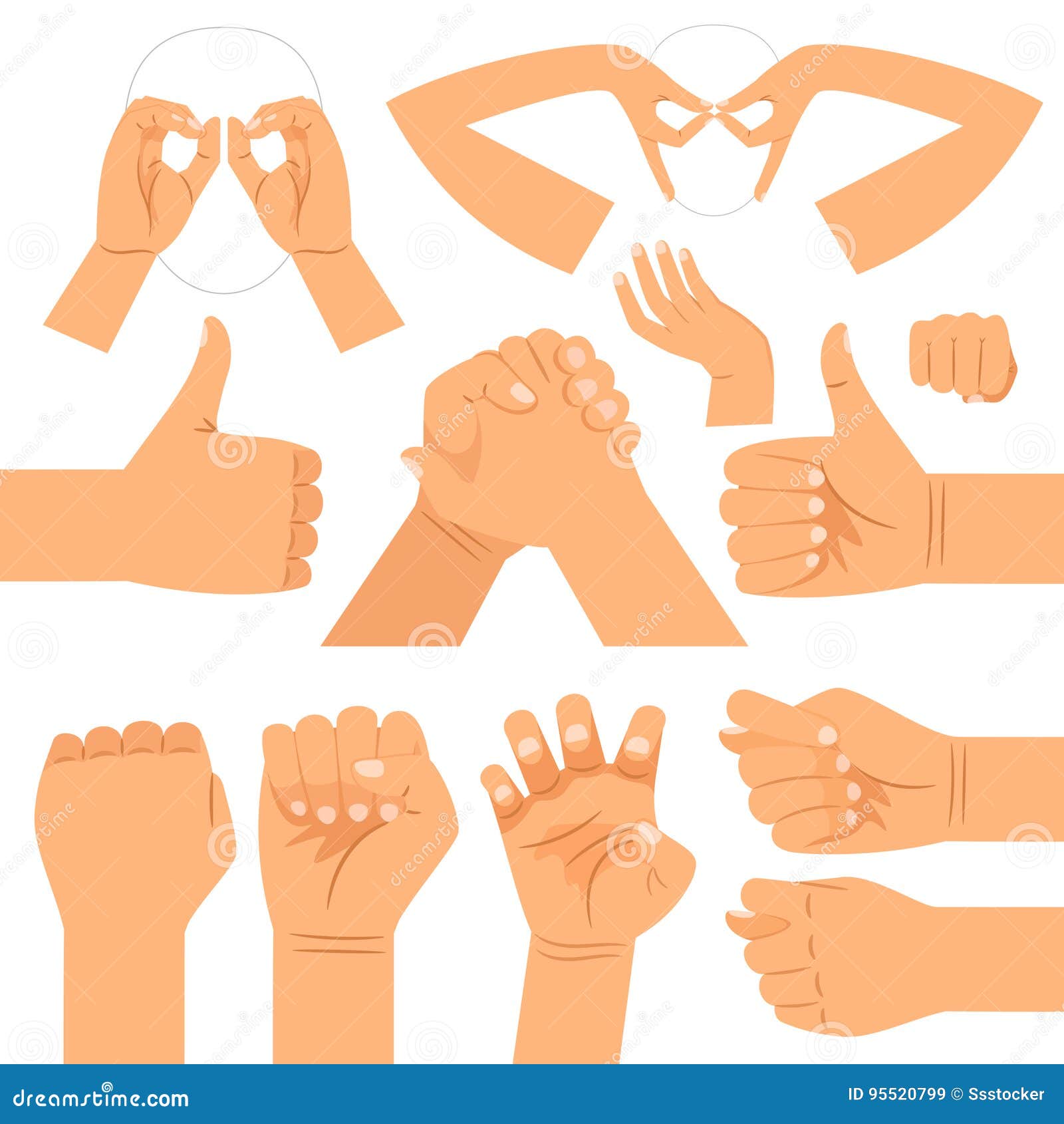 Lustige Handzeichen Eingestellt Vektor Abbildung - Illustration von ...