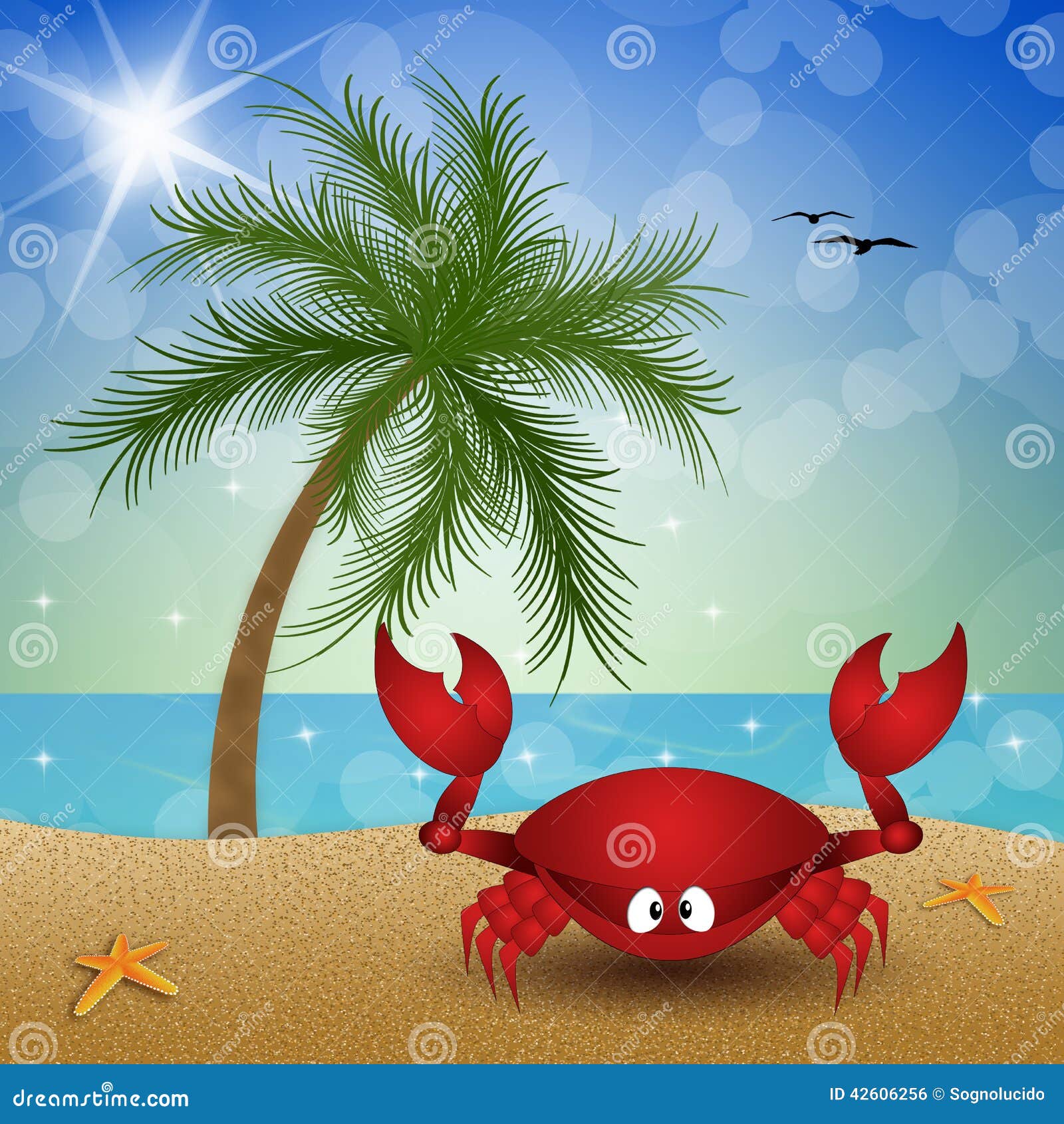 Lustige Krabbe Auf Dem Strand Stock Abbildung - Illustration von sommer ...