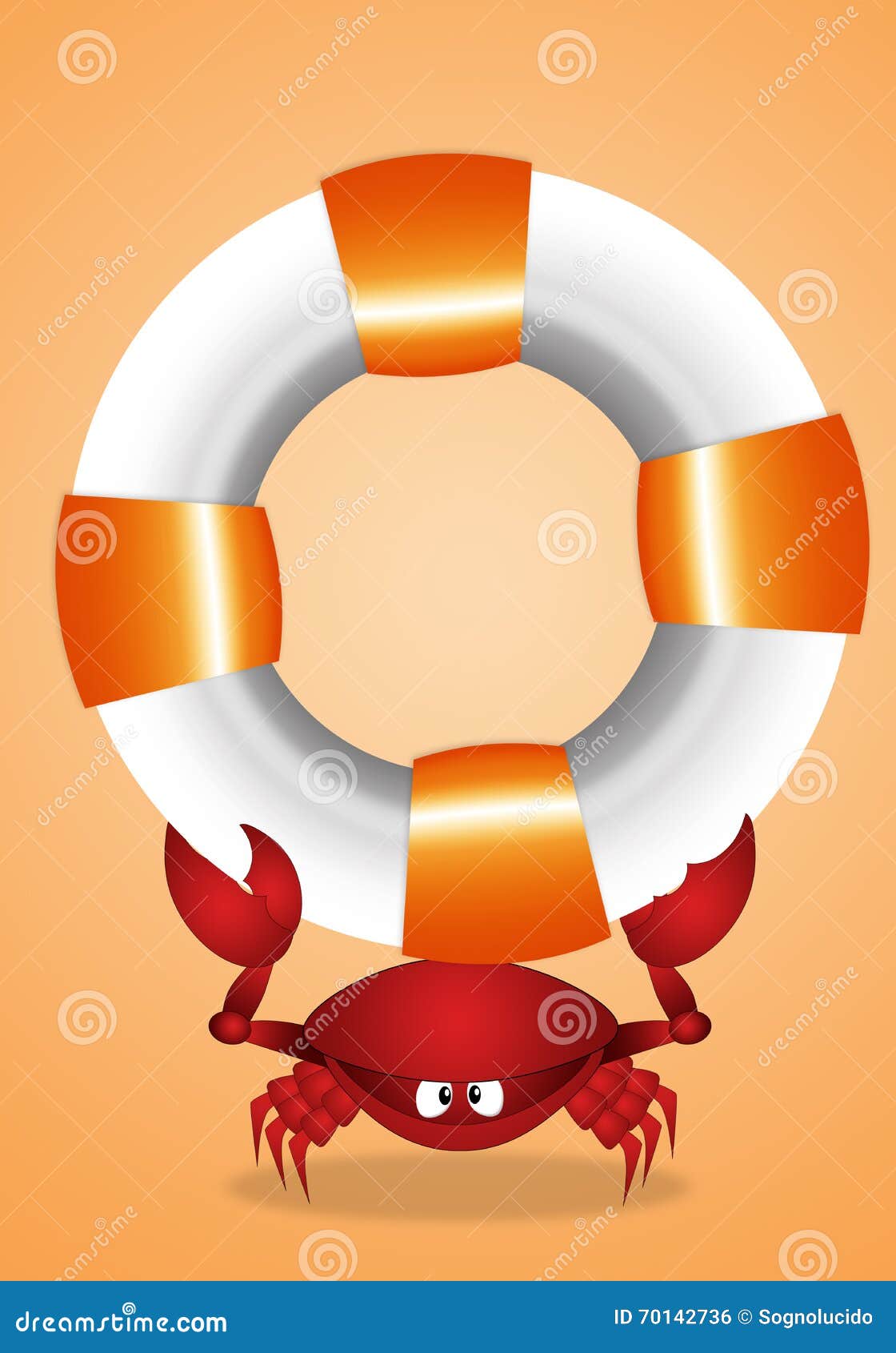 Lustige Krabbe Mit Safelife Stock Abbildung - Illustration von ...