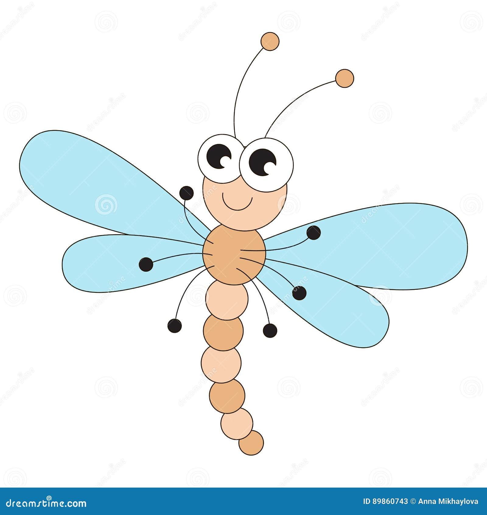 Lustige Libellenkarikatur vektor abbildung. Illustration von blau ...