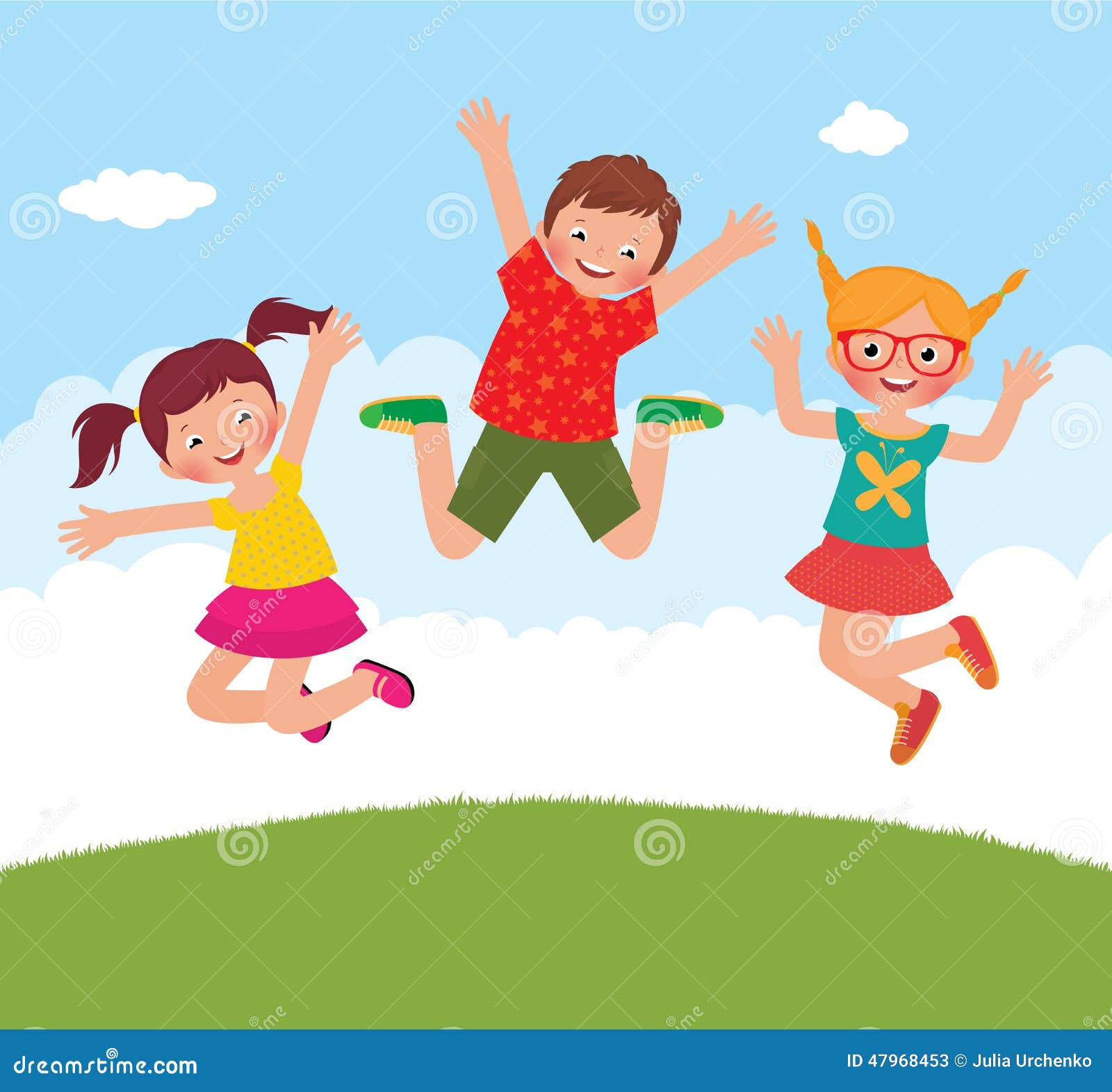 Lustige springende Kinder vektor abbildung. Illustration von frau ...