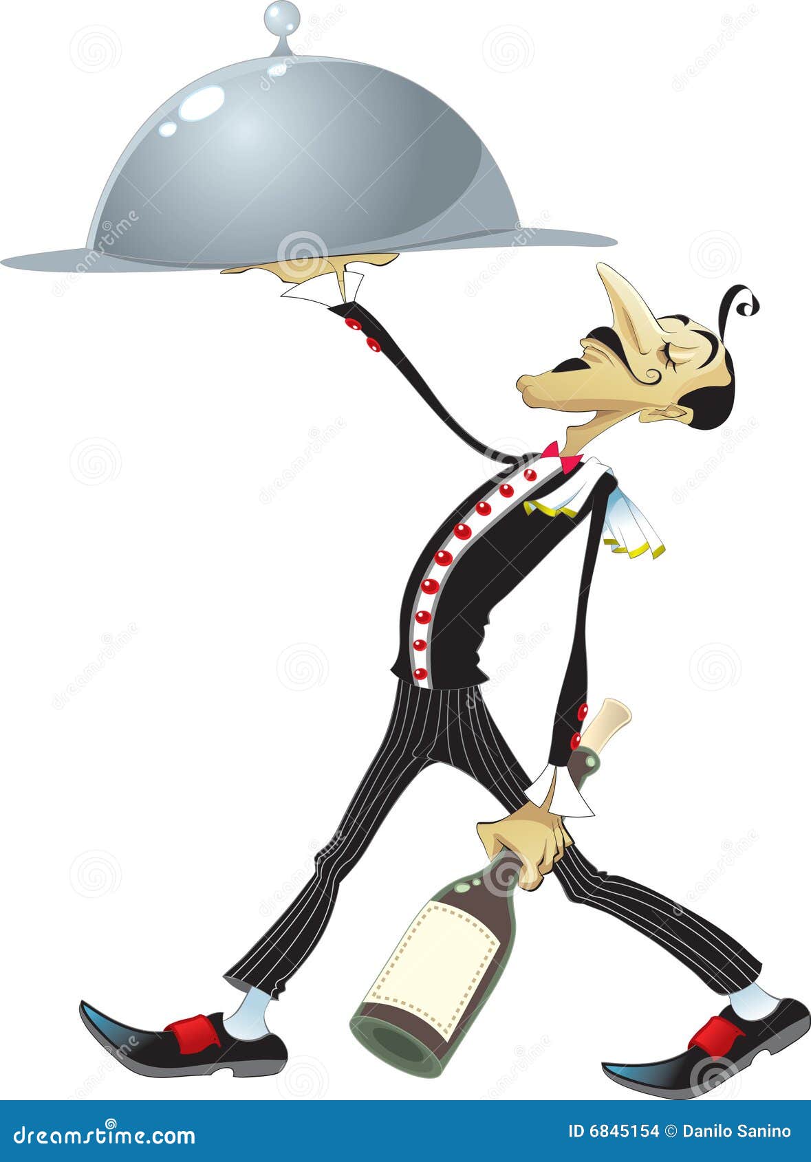 Lustiger Kellner vektor abbildung. Illustration von karikatur - 6845154