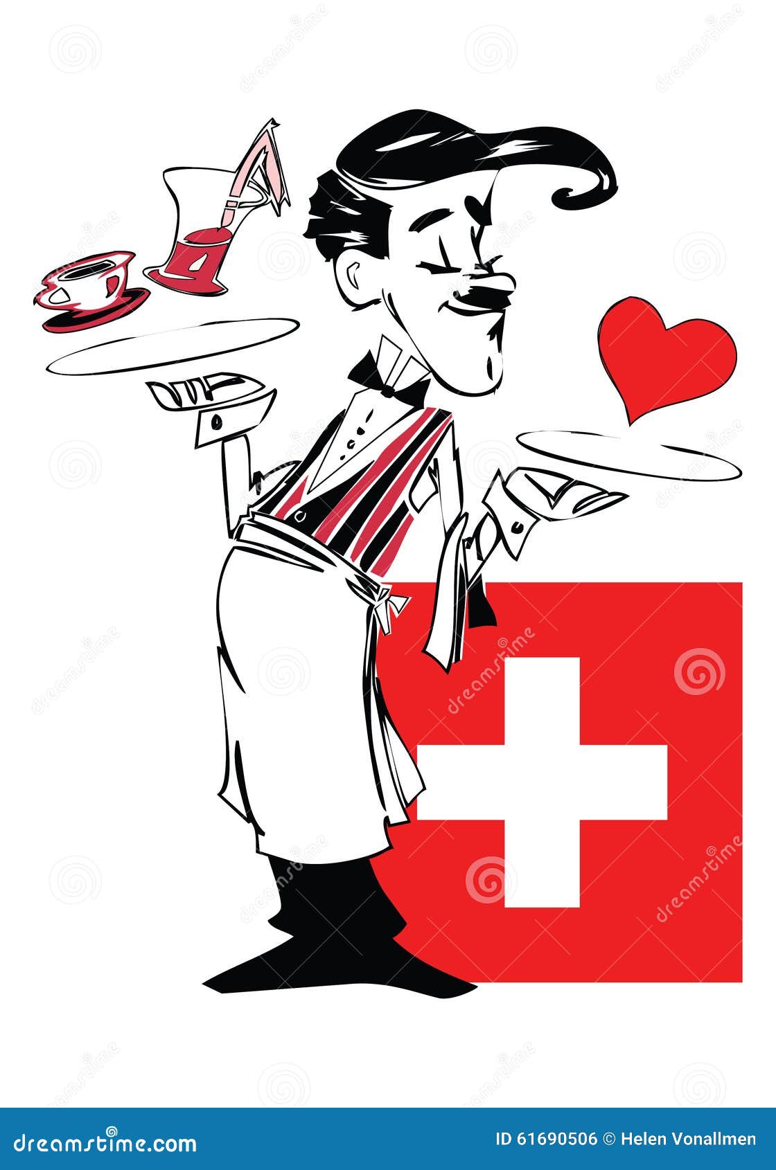 Lustiger Kellner, Karikaturart Stock Abbildung - Illustration von ...