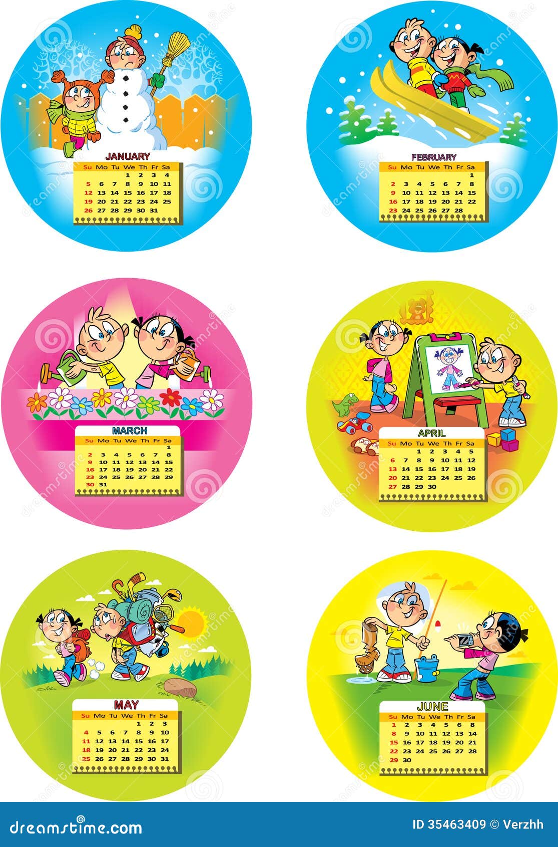 Lustiger Kinderkalender vektor abbildung. Illustration von gestell ...