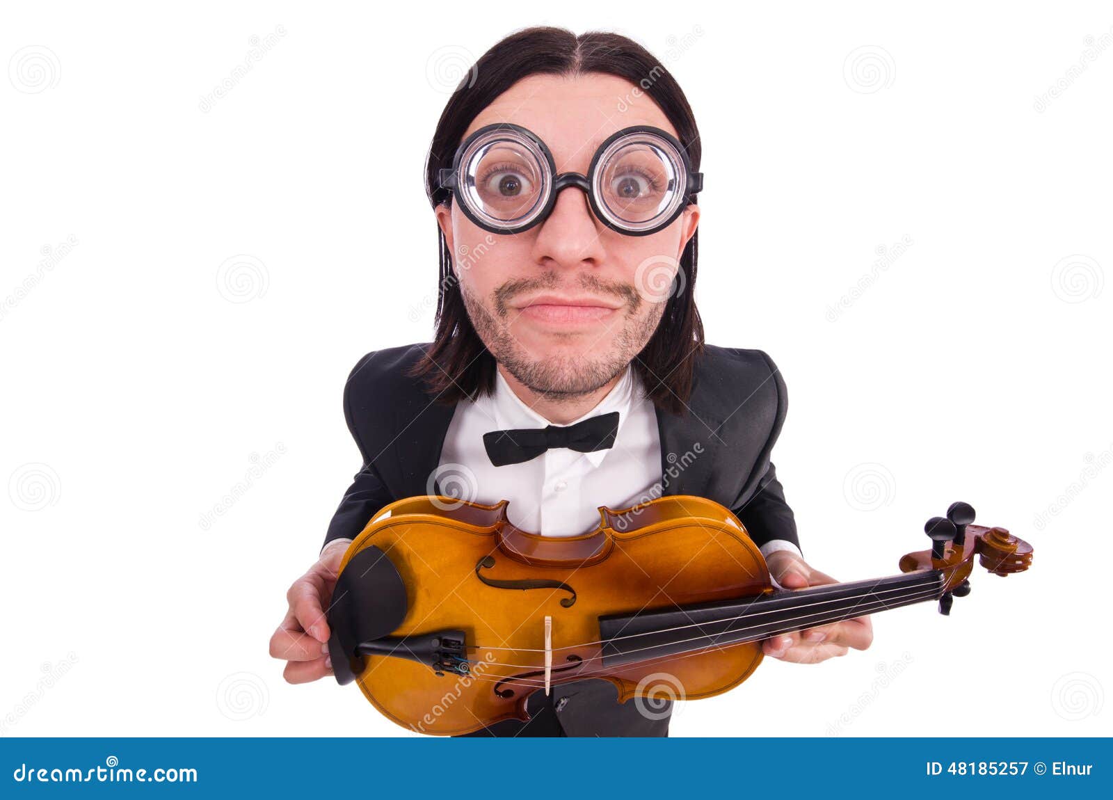 Lustiger Mann Mit Musikinstrument Stockbild - Bild von sonderling, mann ...