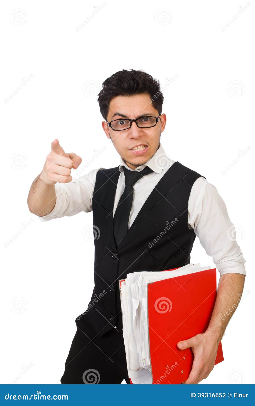 Lustiger Mann Mit Vielen Ordnern Stockfoto - Bild von korporativ ...