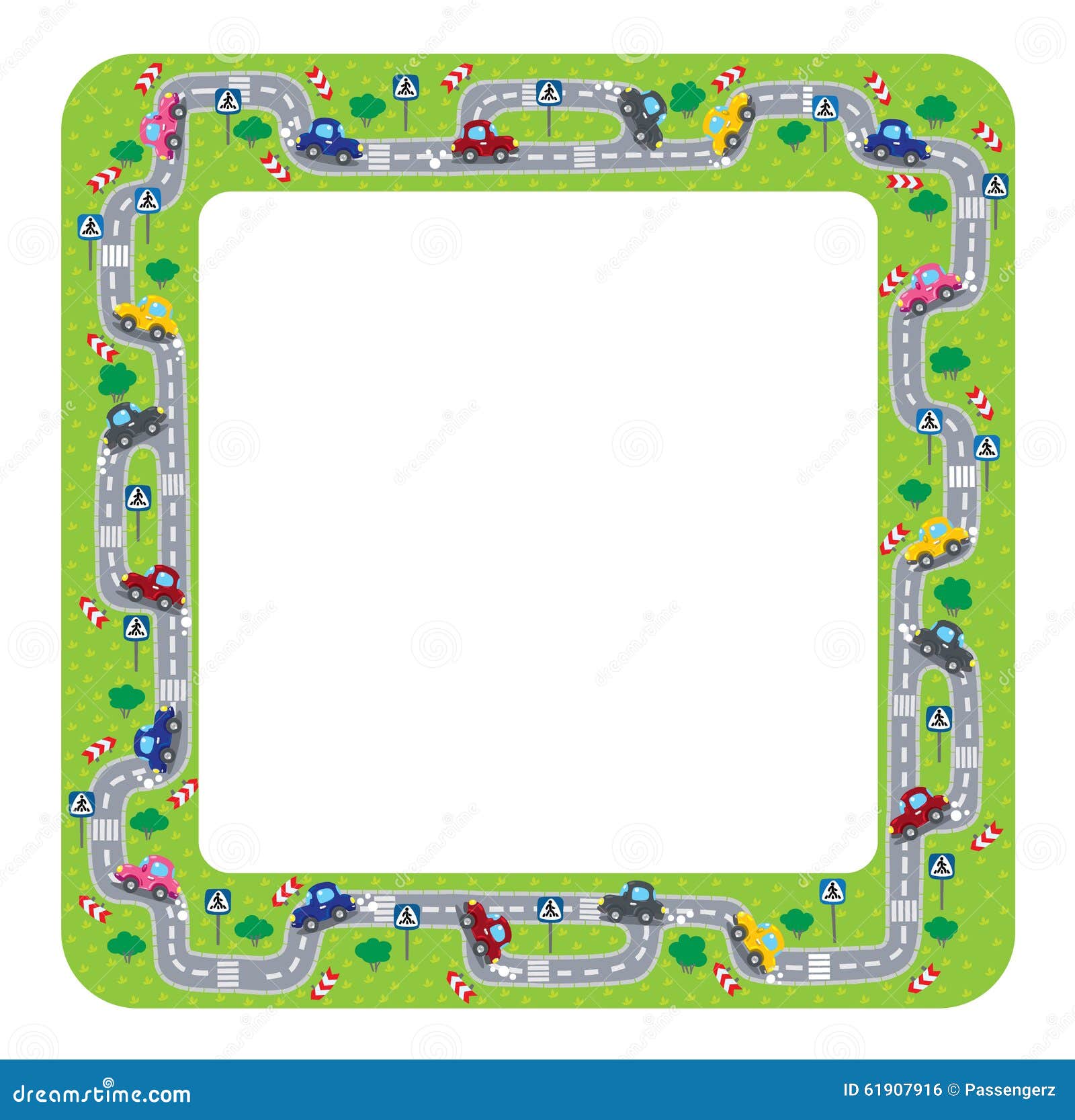 Lustiger Rahmen Oder Grenze Mit Straßen Und Autos Vektor Abbildung ...