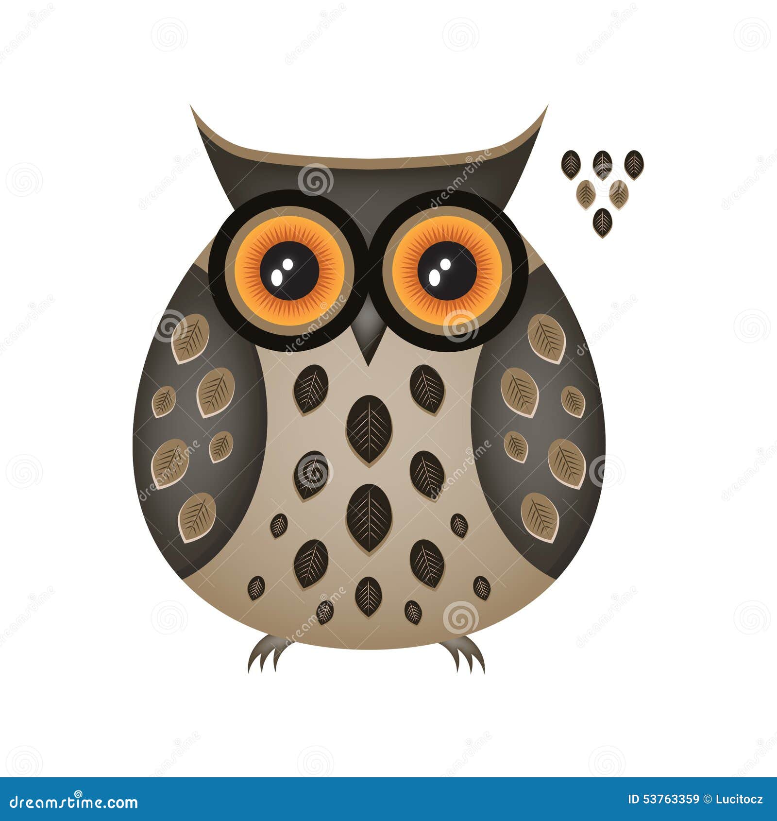 Lustiger Uhu stock abbildung. Illustration von eule, tier - 53763359